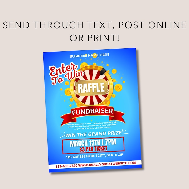 Raffle Flyer, 50 50 Raffle Flyer, Flyer Template, Drawing Contest Flyer ...