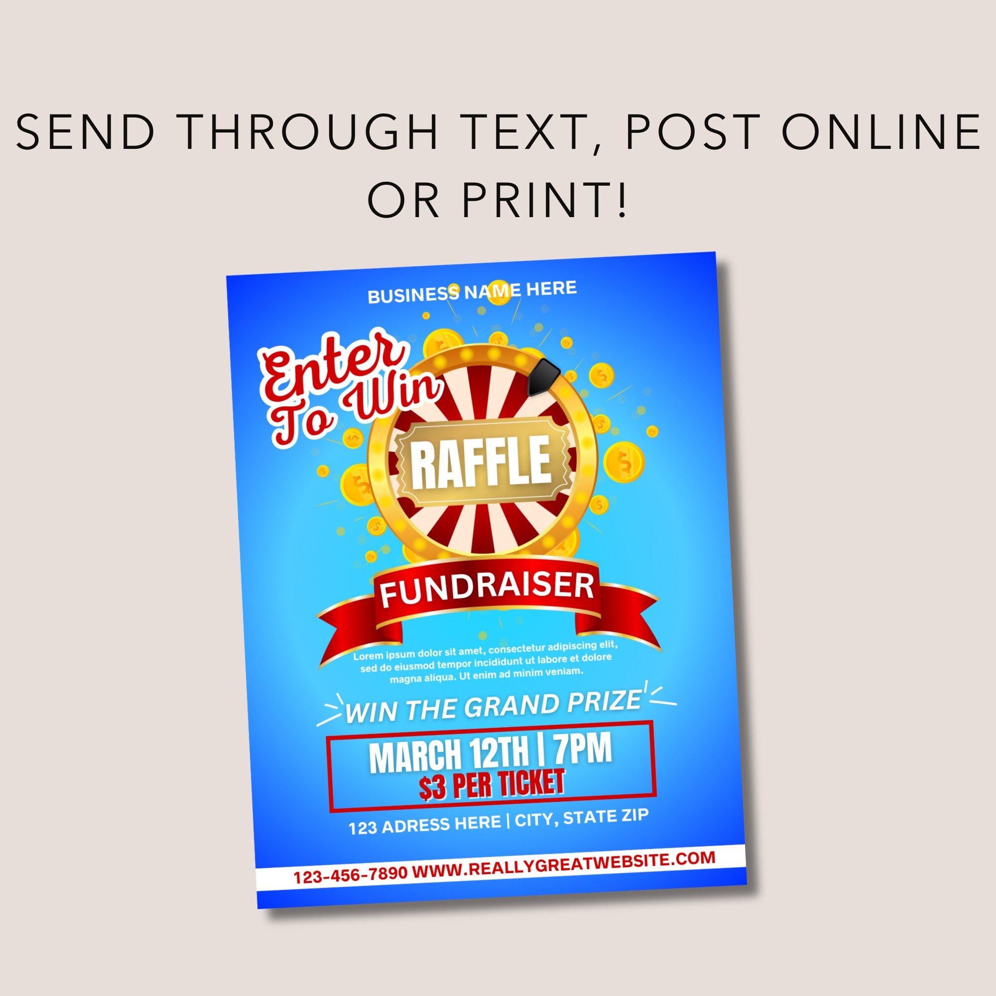 Raffle Flyer, 50 50 Raffle Flyer, Flyer Template, Drawing Contest Flyer ...