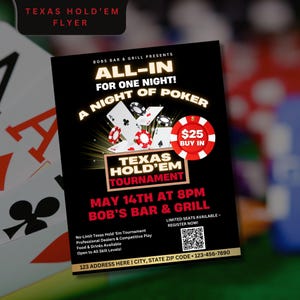 Texas Hold Em Flyer, Texas Hold Em Tournament Flyer, Poker Tournament ...