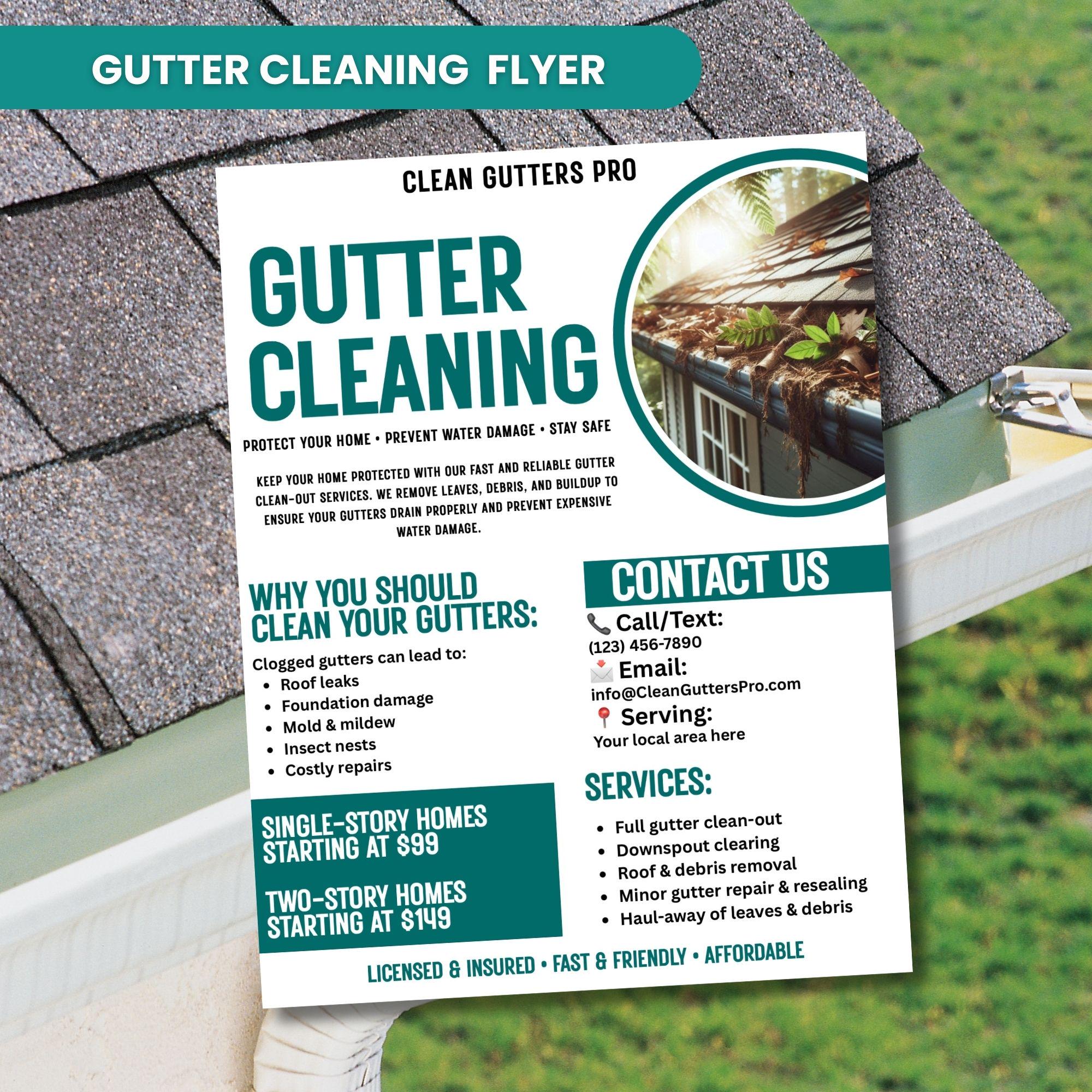 EDITABLE Gutter Cleaning Flyer, Flyer Template, Gutter Services, Home ...