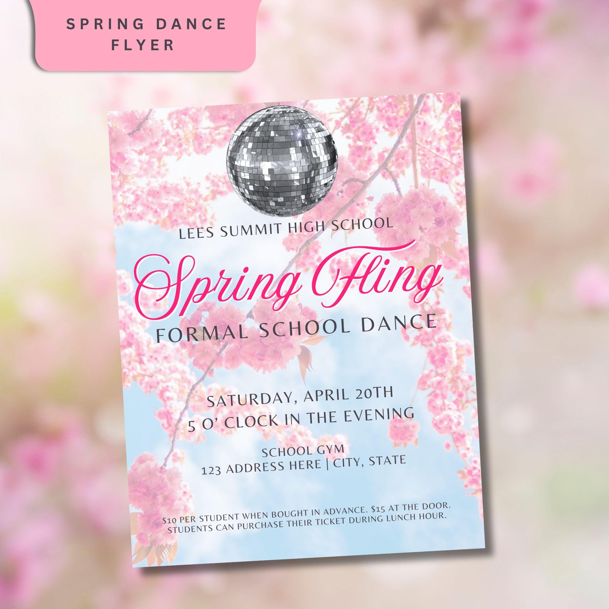 Spring Fling Dance Flyer, Flyer Template, Spring Dance Flyer, School ...