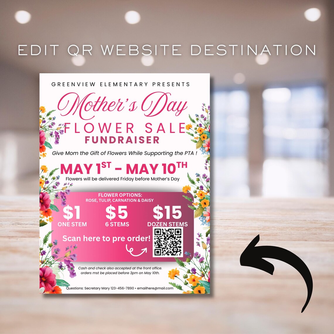 Mothers Day Flower Fundraiser, Flower Sale, Flower Fundraiser Flyer ...