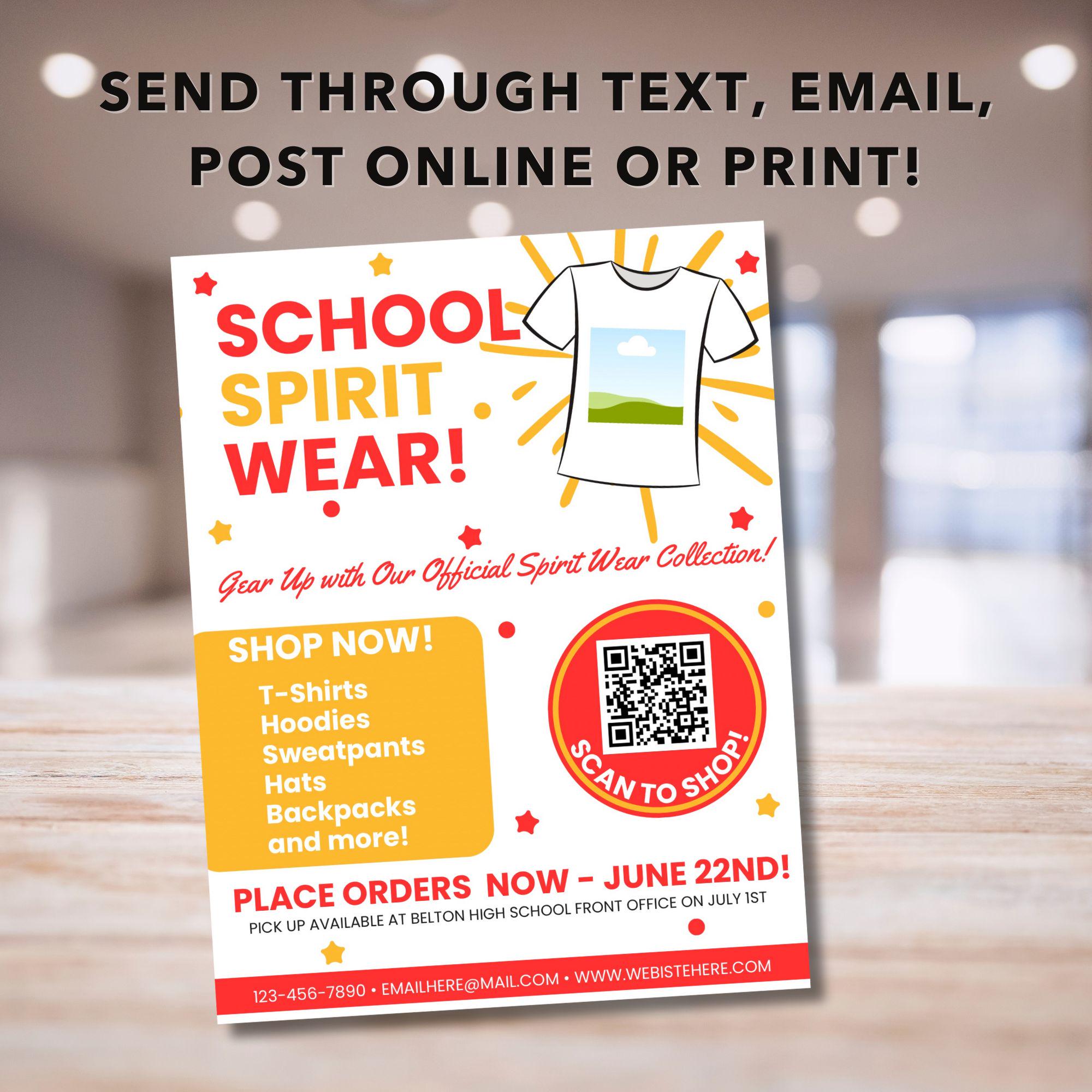 Editable School Spirit Flyer, School Fundraiser Flyer, School Merch ...