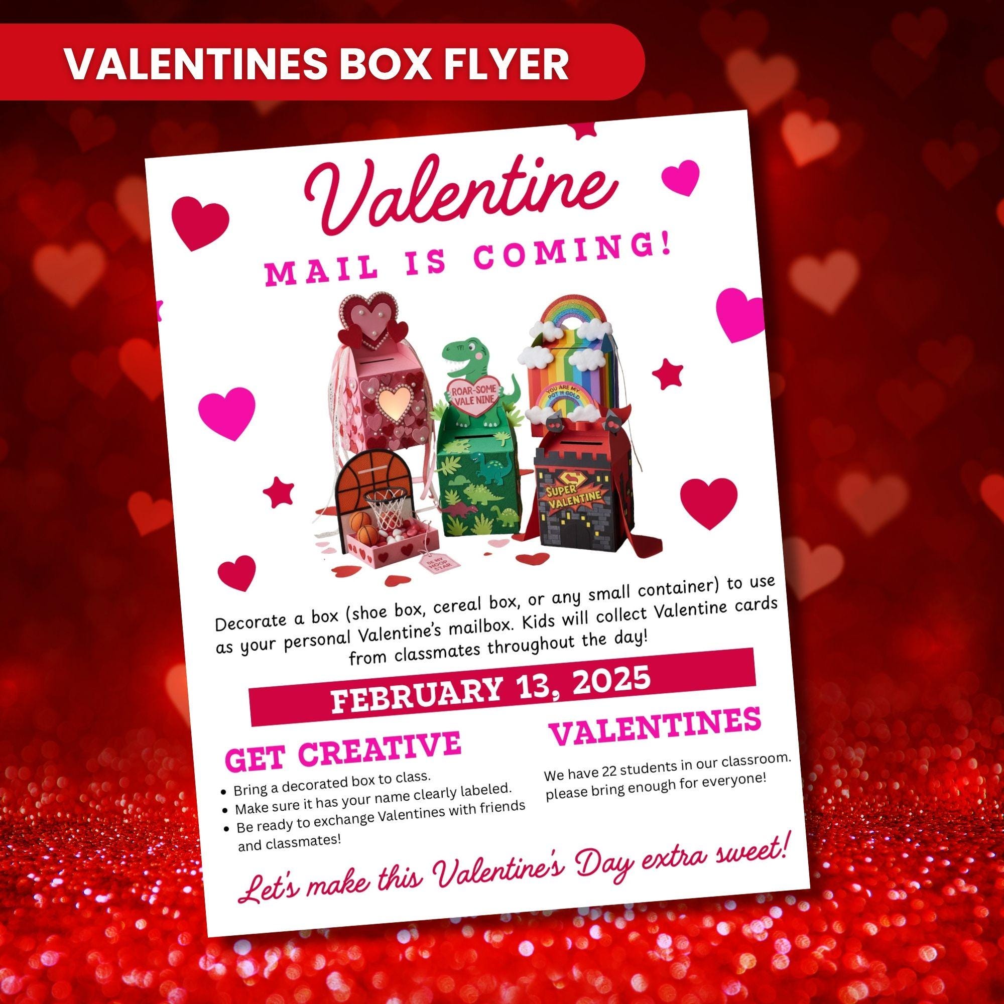 Editable Valentines Boxes Flyer, Valentines Fundraiser Flyer ...