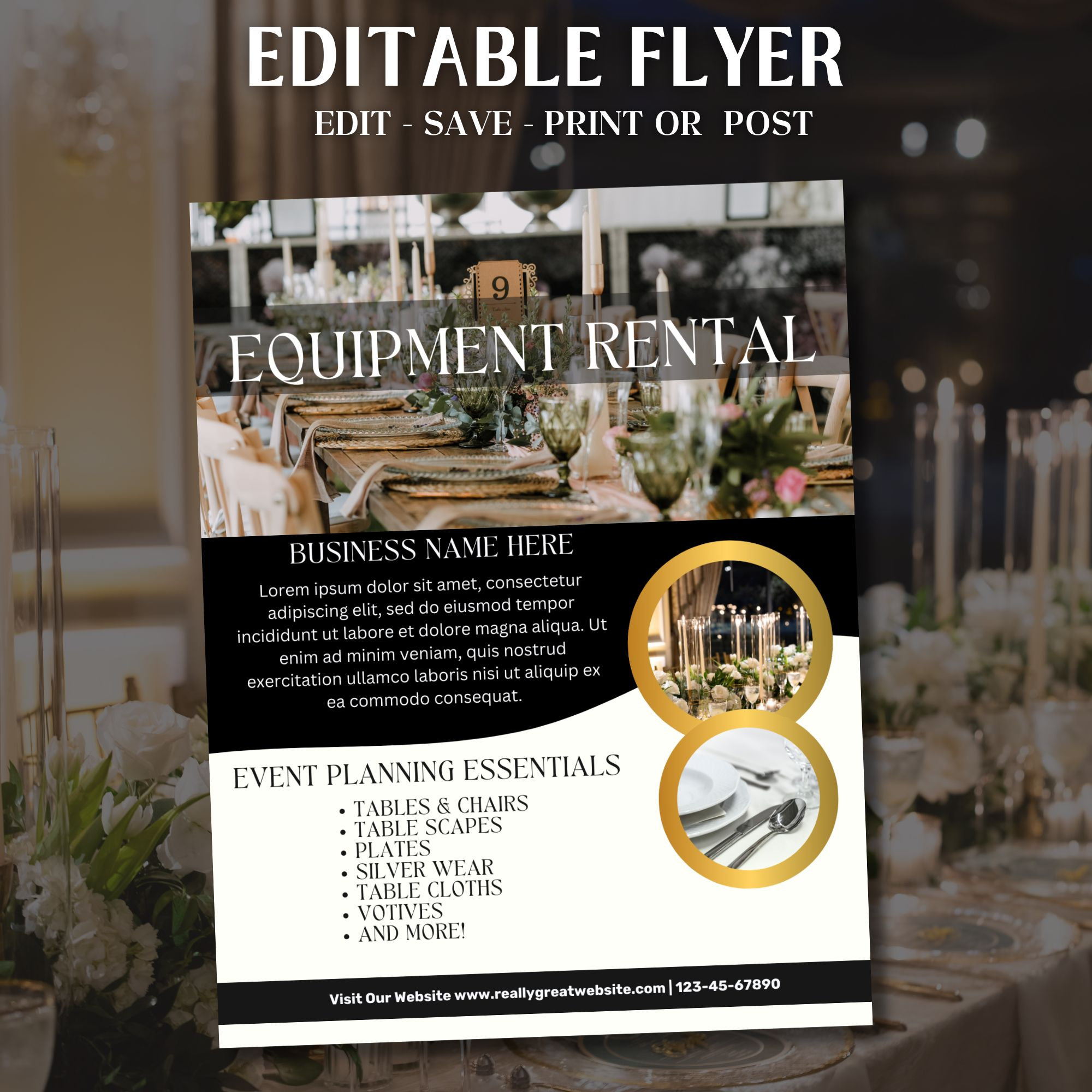 Editable Rental Flyer, Editable Flyer, Rental Equipment Flyer, Wedding ...