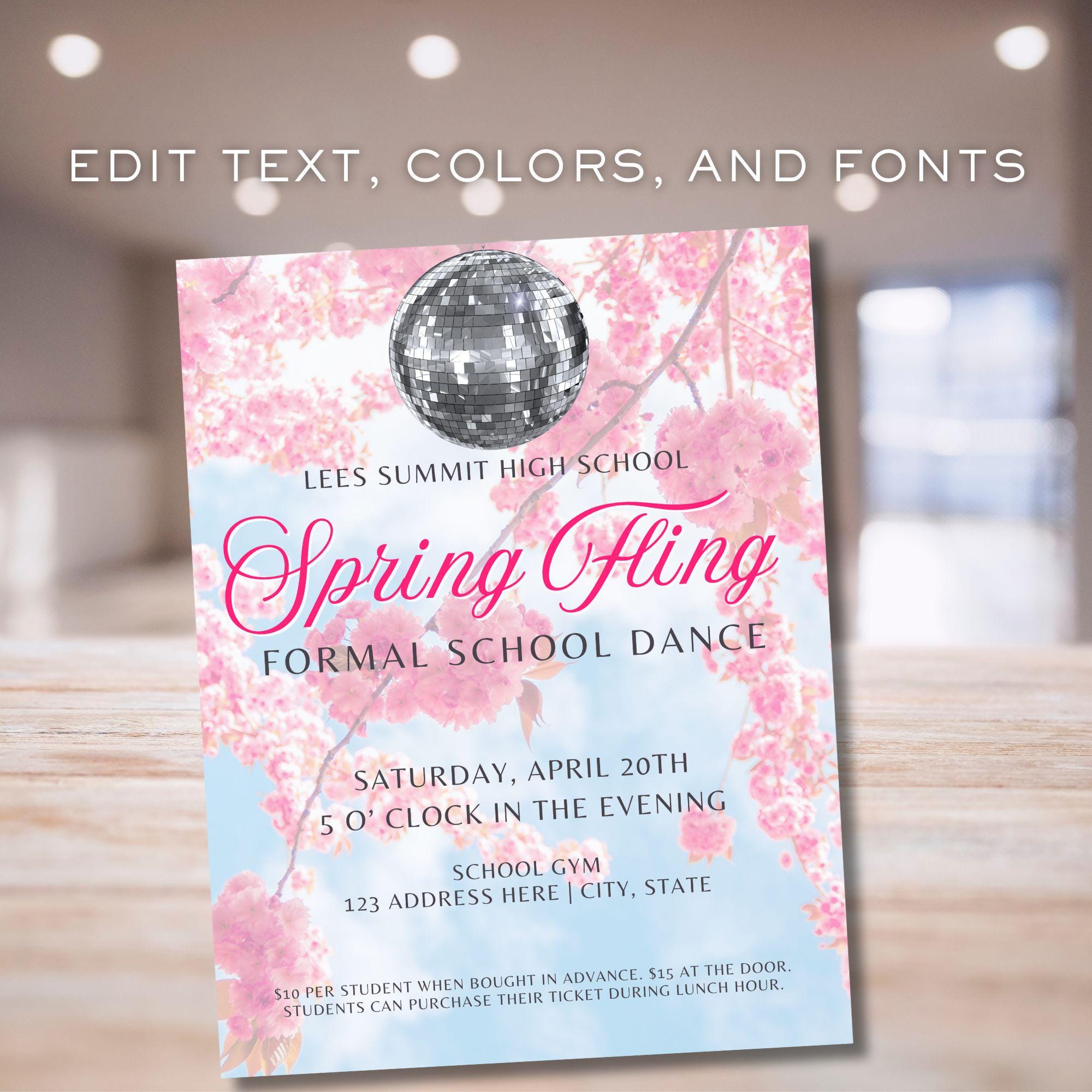 Spring Fling Dance Flyer, Flyer Template, Spring Dance Flyer, School ...