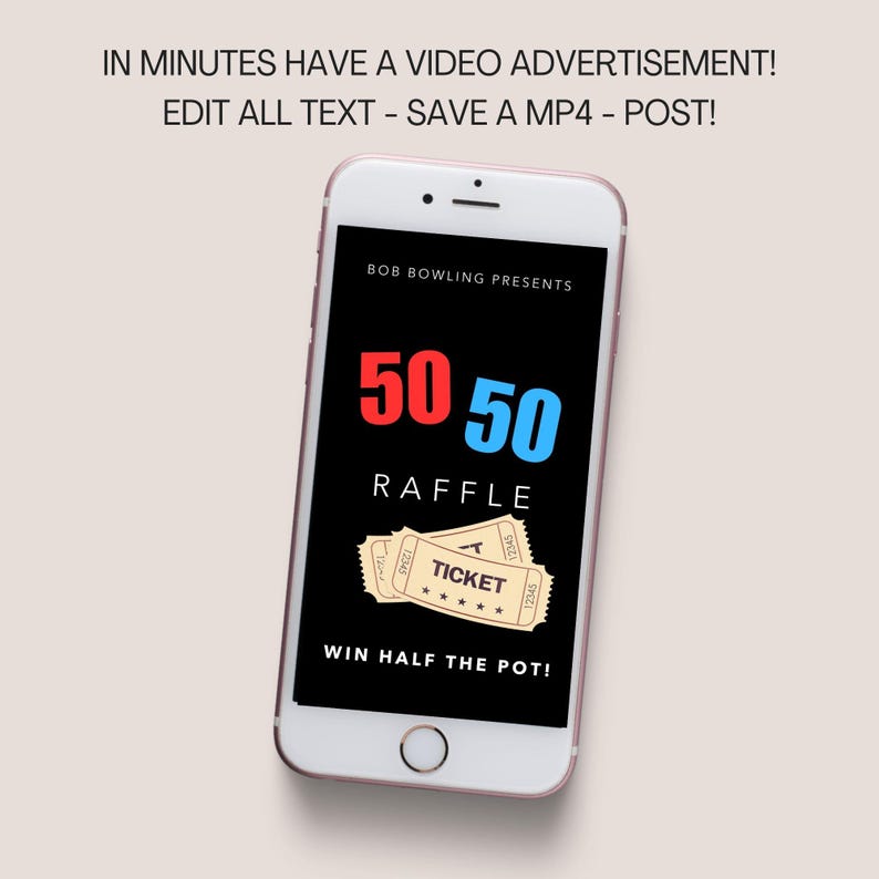 50 50 Raffle Fundraiser Video Ad, Raffle Event, Raffle Flyer ...