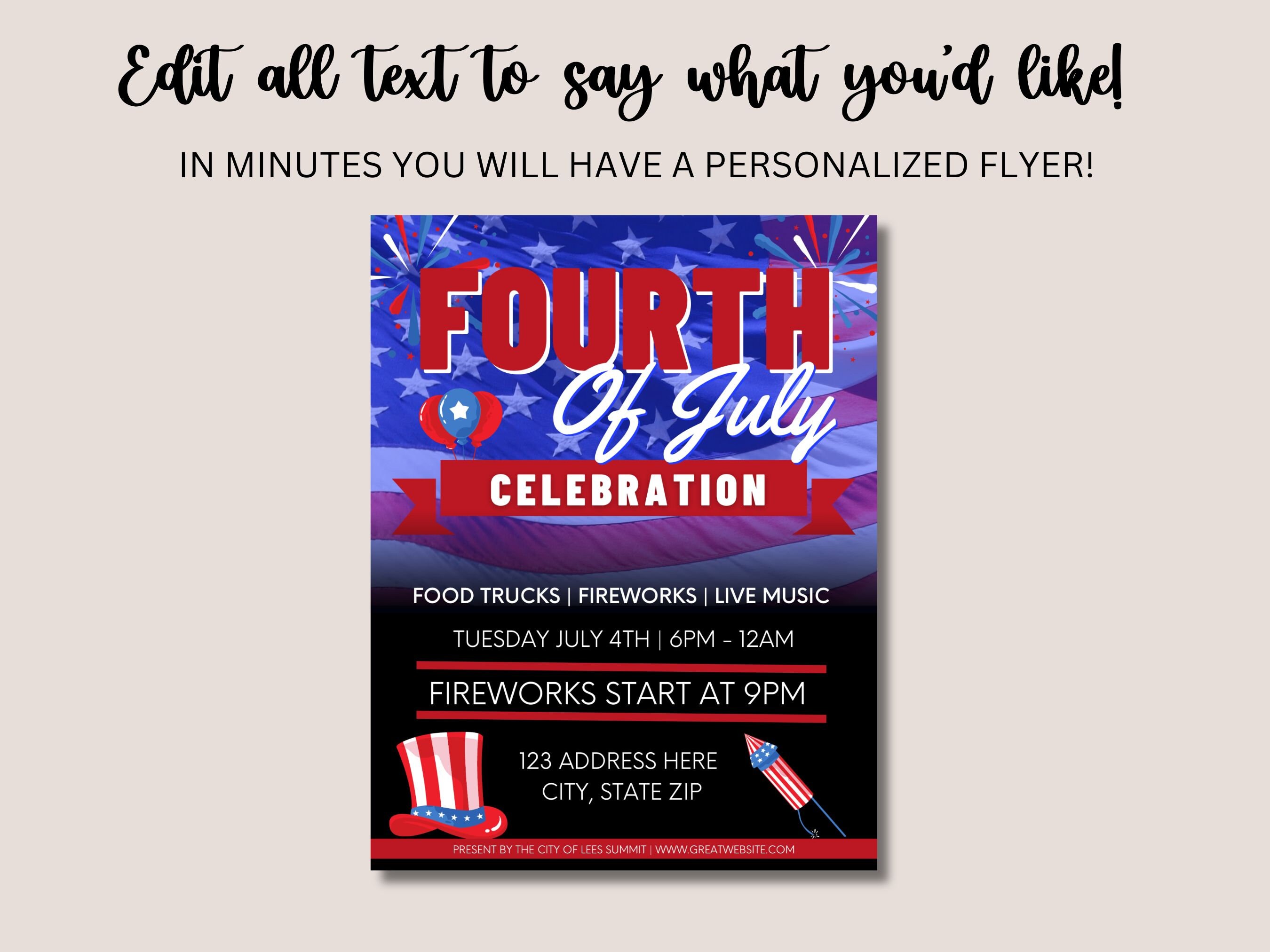 Editable 4th of July Flyer, Independence Day Flyer, Fourth of July ...