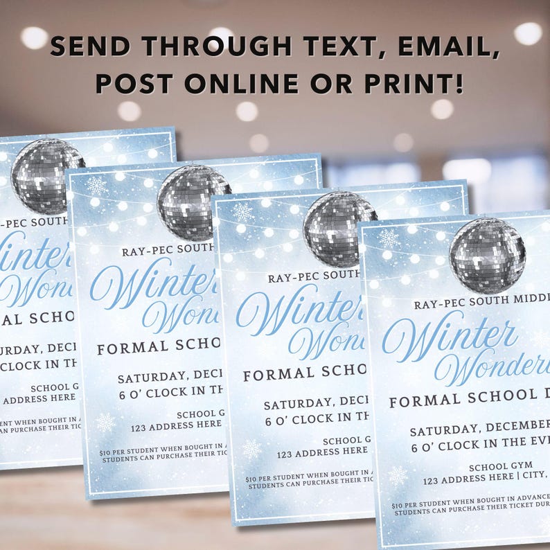 Winter School Dance Flyer, Flyer Template, Winter Wonderland Dance ...