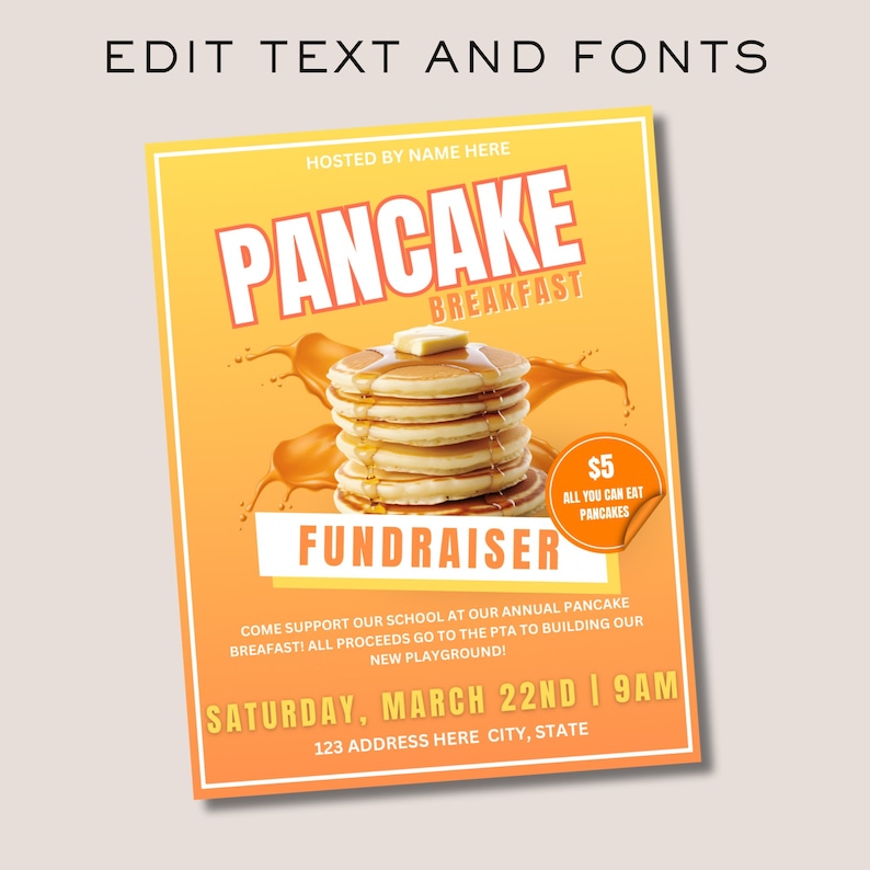 Pancake Breakfast Flyer, Pancake Flyer, Flyer Template, Pancake ...