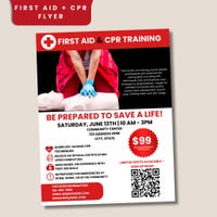 CPR Flyer Template Canva, First Aid Training Flyer, CPR Training Poster ...
