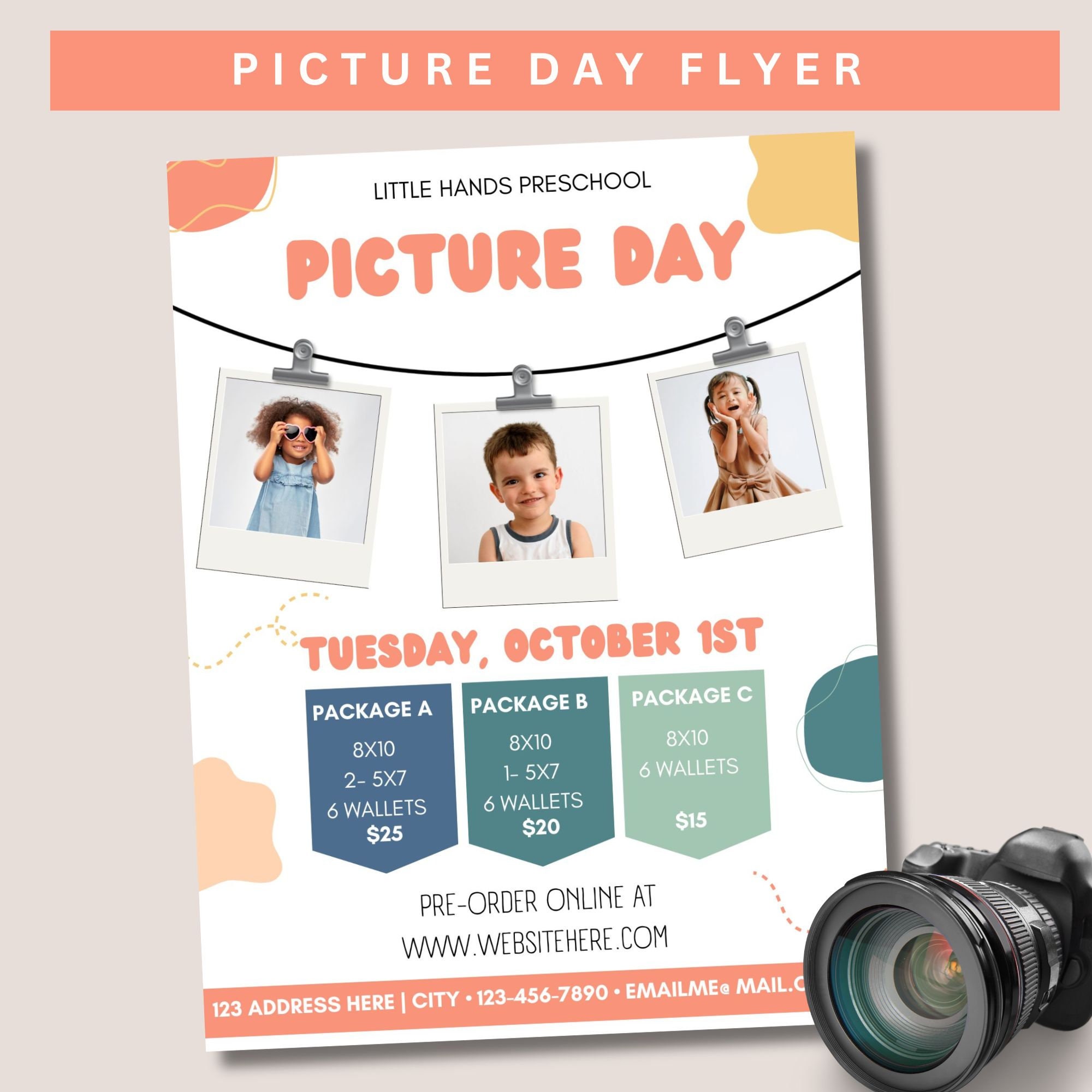 Editable Picture Day Flyer, School Pictures Flyer, School Photographer ...