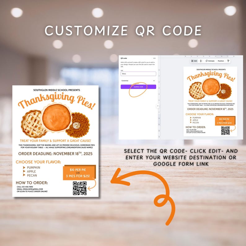 Thanksgiving Pie Fundraiser Flyer, Pie Sale, Pie Flyer, Fundraiser Flyer, School Fundraiser ...