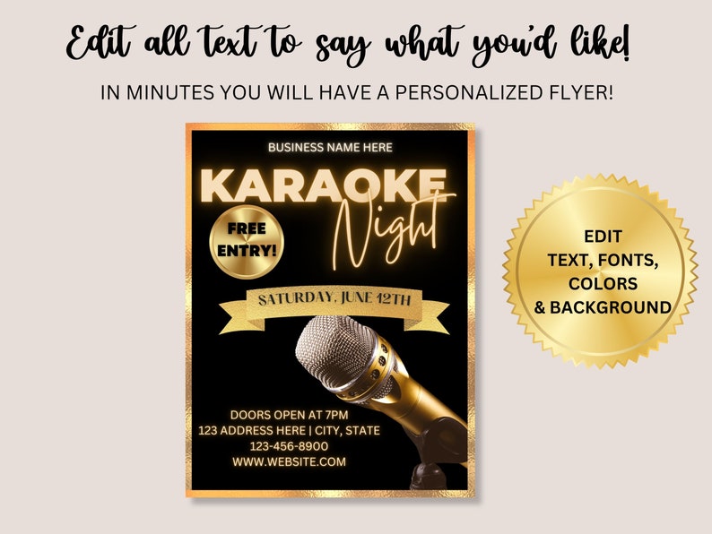 Editable Karaoke Flyer, Karaoke Night, Business Flyer, Karaoke Flyer ...