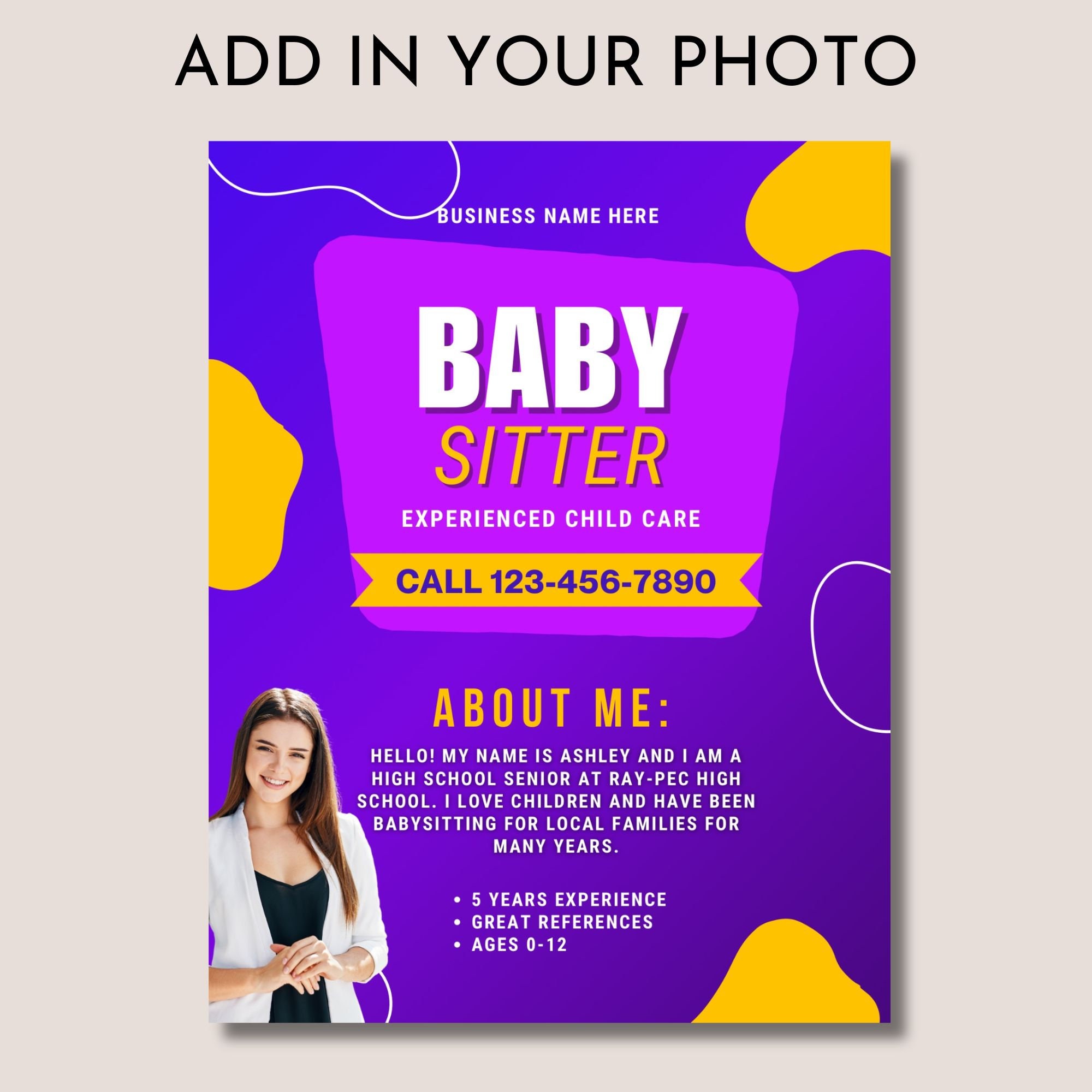 Babysitter Editable Flyer, Babysitting Flyer, Editable Flyer, Canva ...