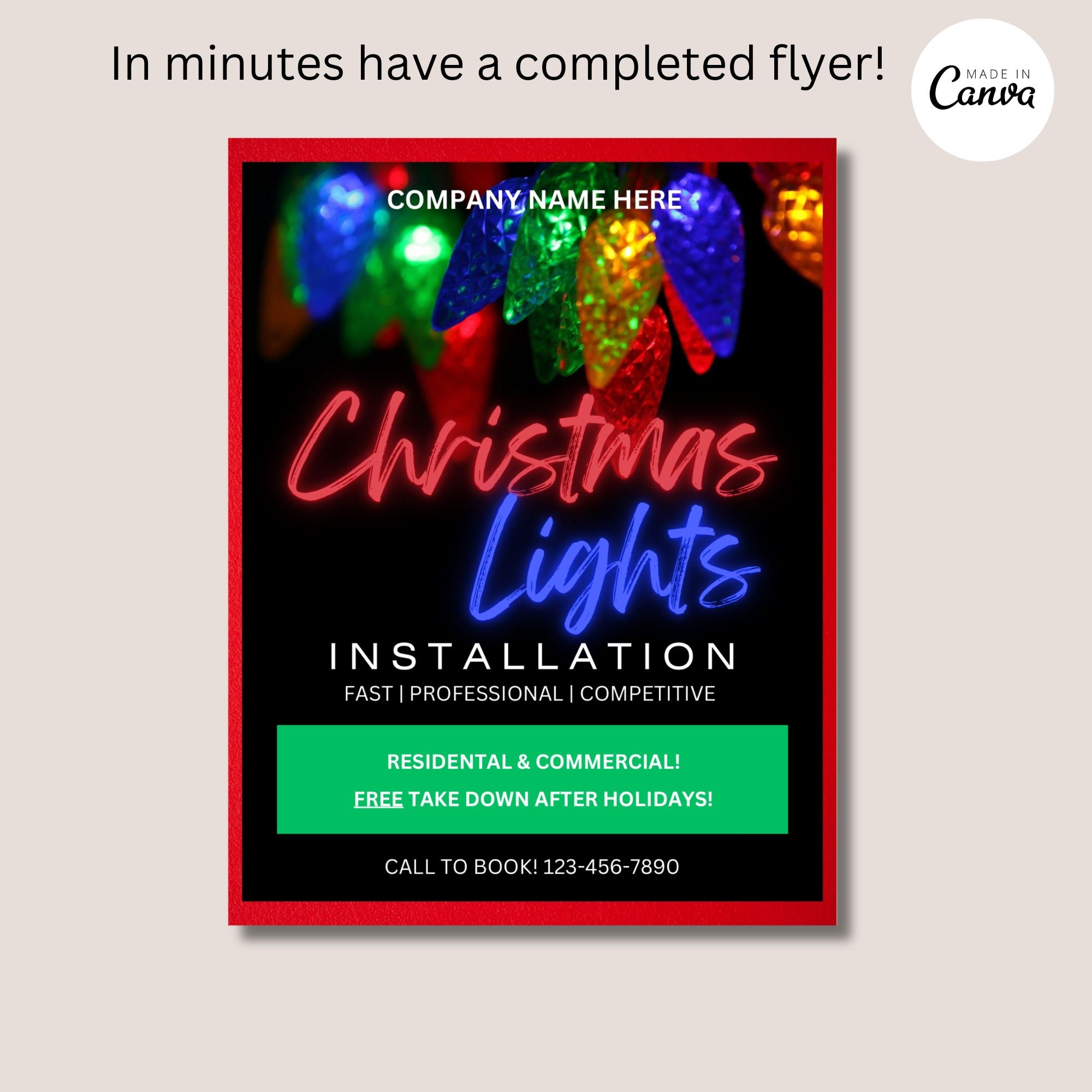 Editable Christmas Light Installation Flyer, Editable Flyer, Business ...