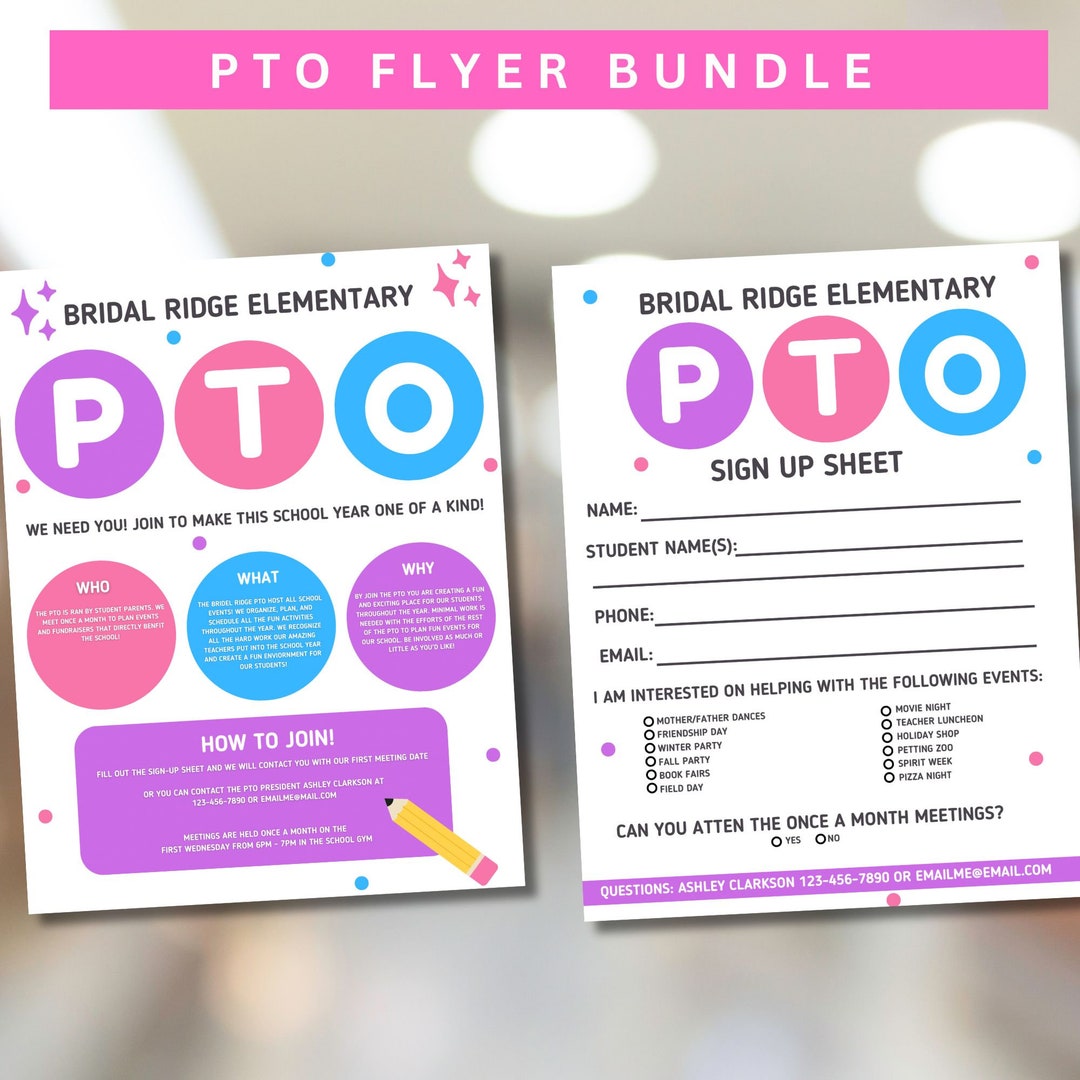 PTO School Flyer, PTO Sign up Sheet, PTA Flyer, Pta Sign up Flyer, School Pto, School Pta - Etsy