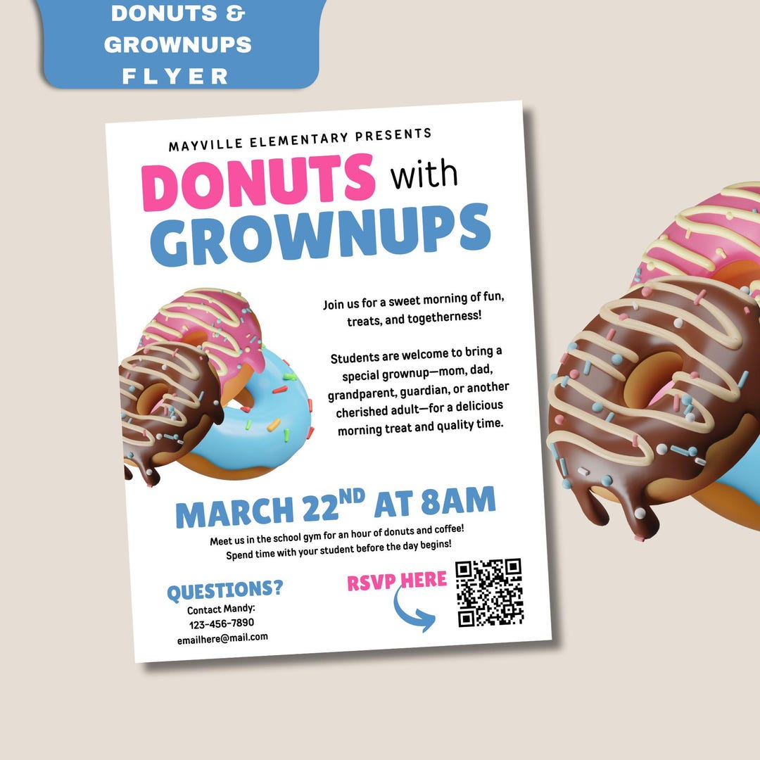 Donuts With Grownups Flyer, Donuts With Grownups Flyer, Donut Event ...