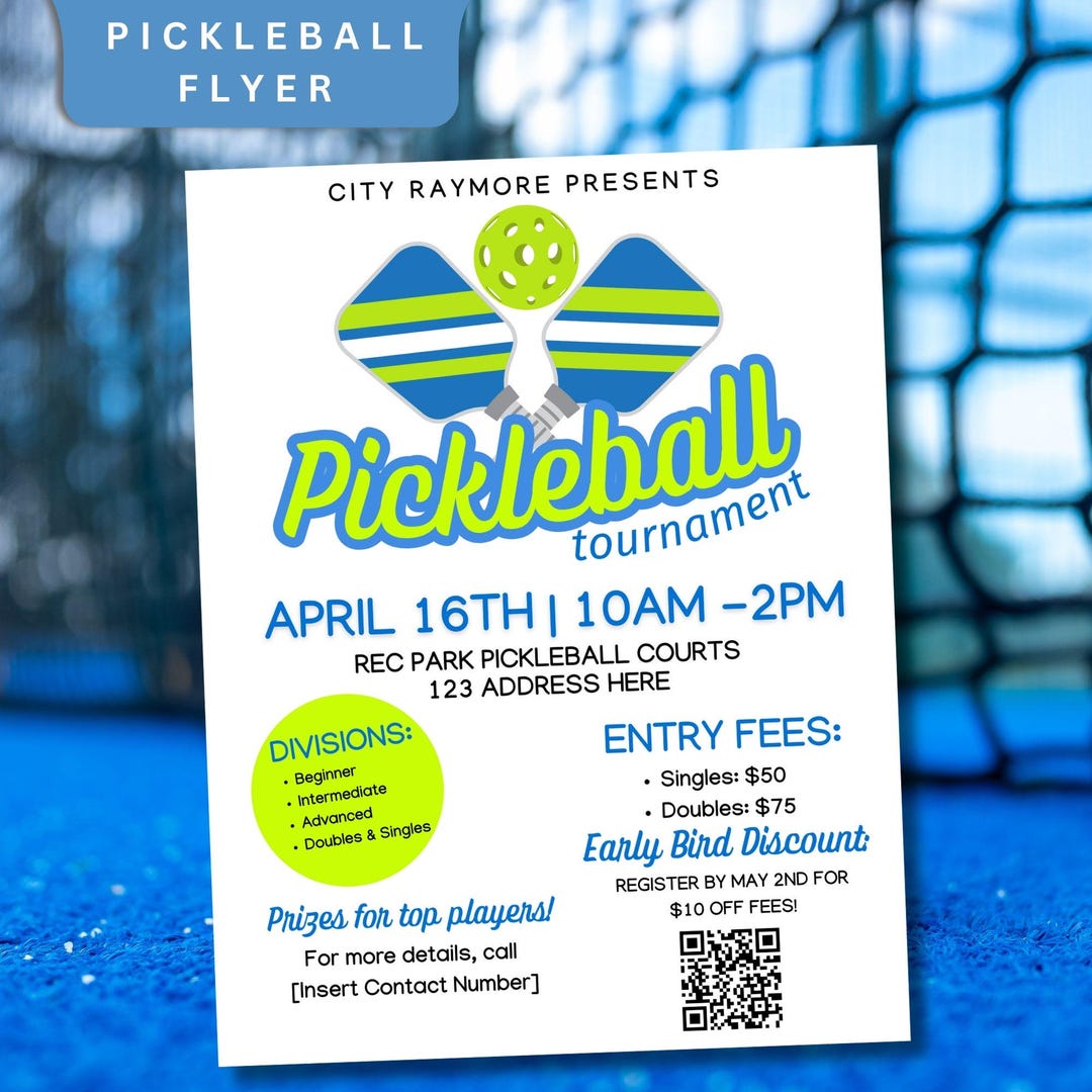 Pickleball Flyer, Pickleball Tournament Flyer, Editable Flyer ...
