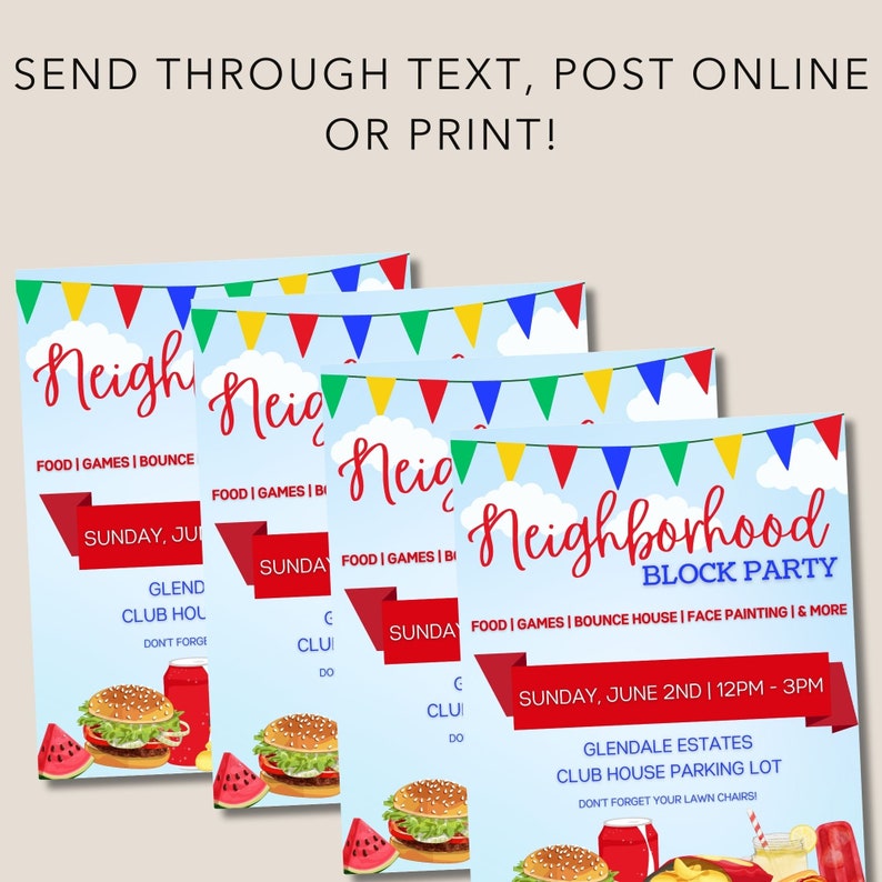 Block Party Flyer, Neighborhood Block Party Invite, Block Party ...