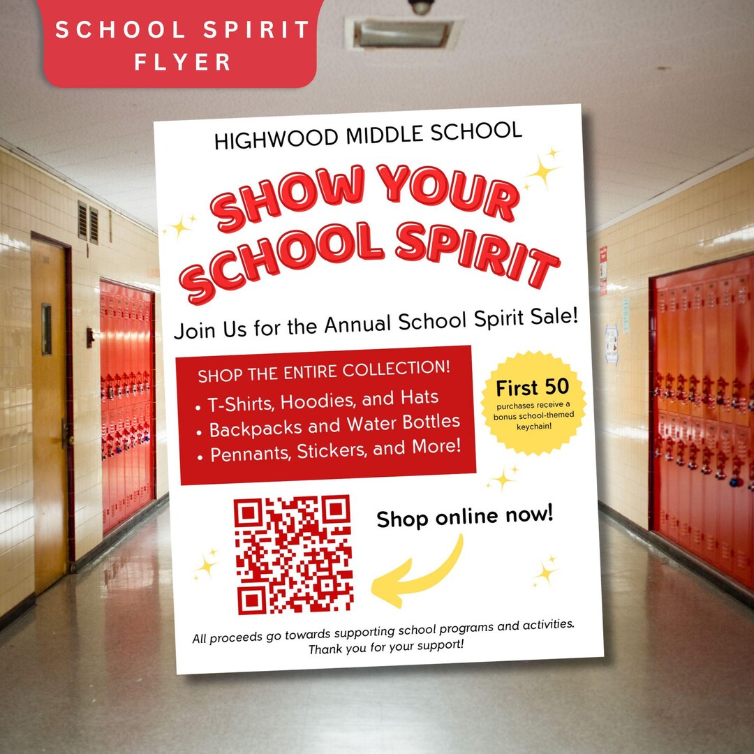 Editable School Spirit Flyer, School Fundraiser Flyer, School Merch ...