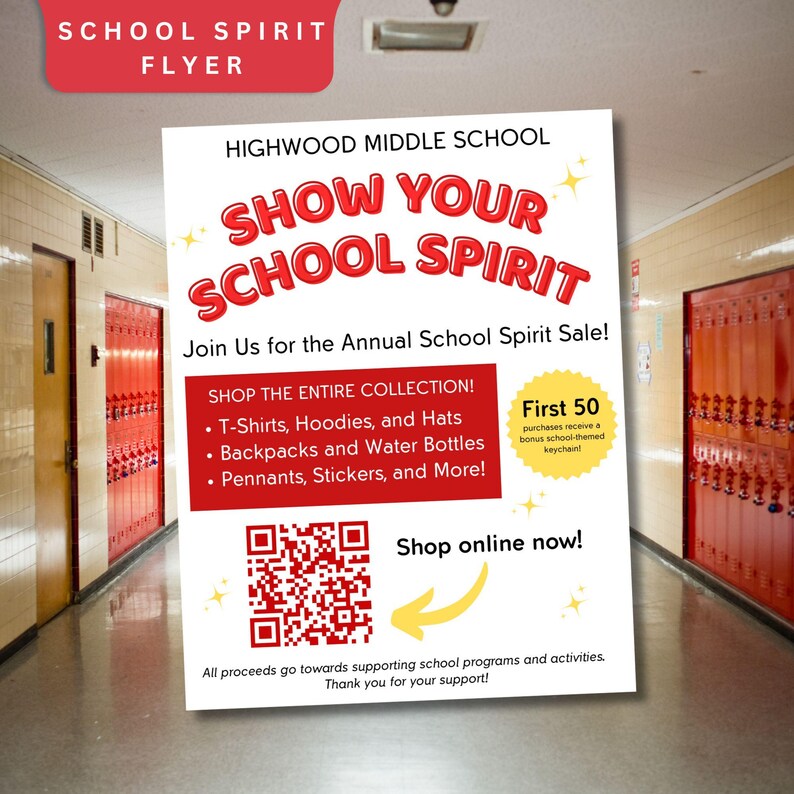 Editable School Spirit Flyer, School Fundraiser Flyer, School Merch ...