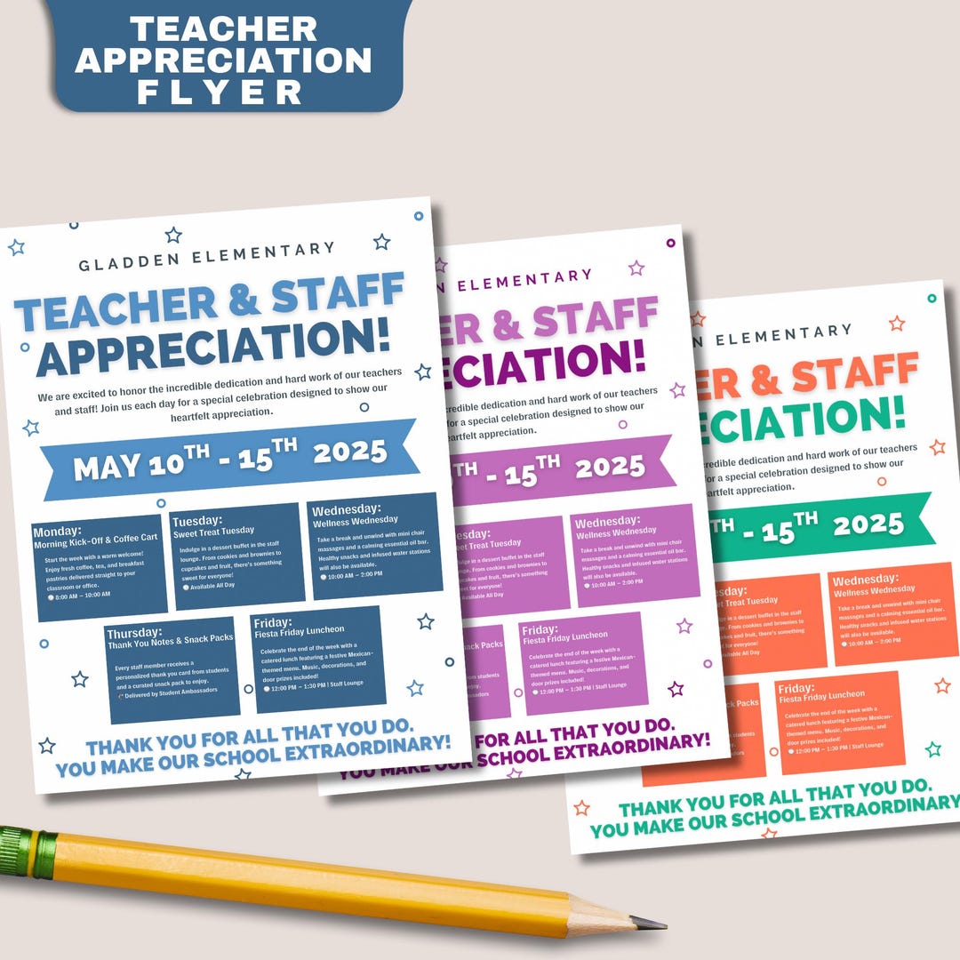 Teacher & Staff Appreciation Week Flyer Template | Teacher Appreciation ...