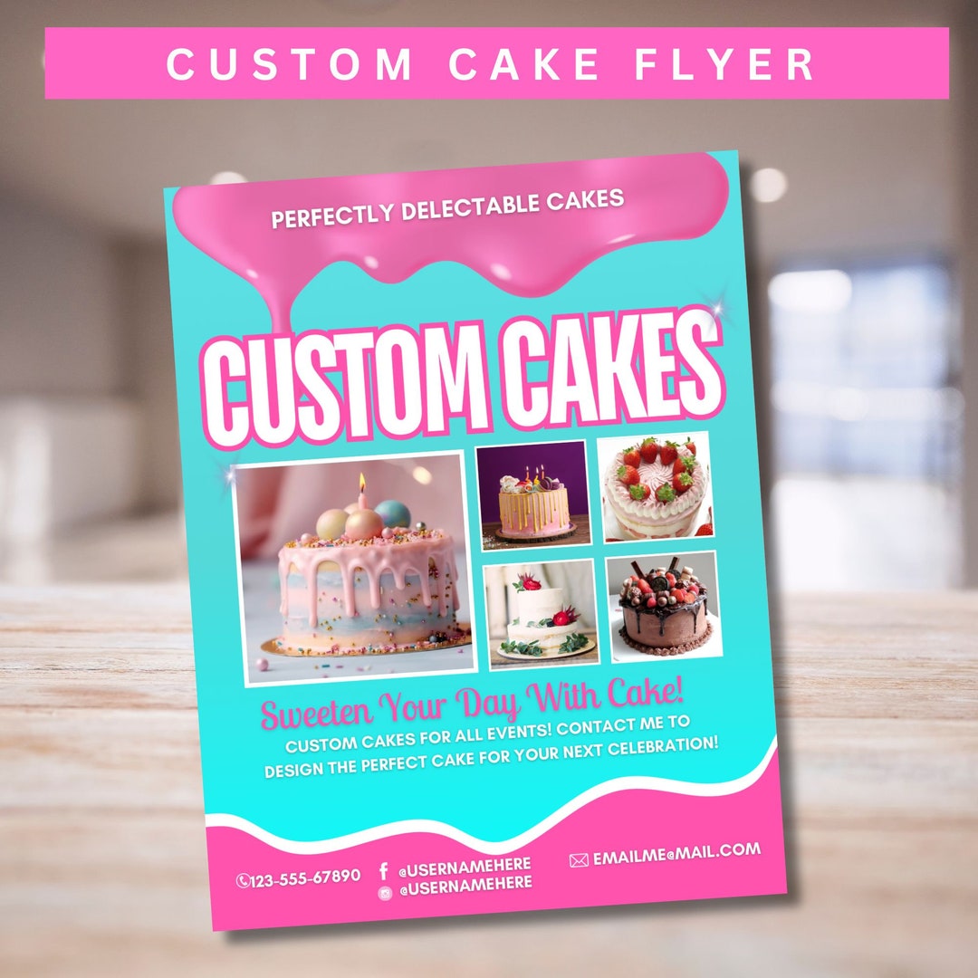 Custom Cakes Flyer, Bakery Flyer, Cake Maker Flyer, Cake Business Flyer ...