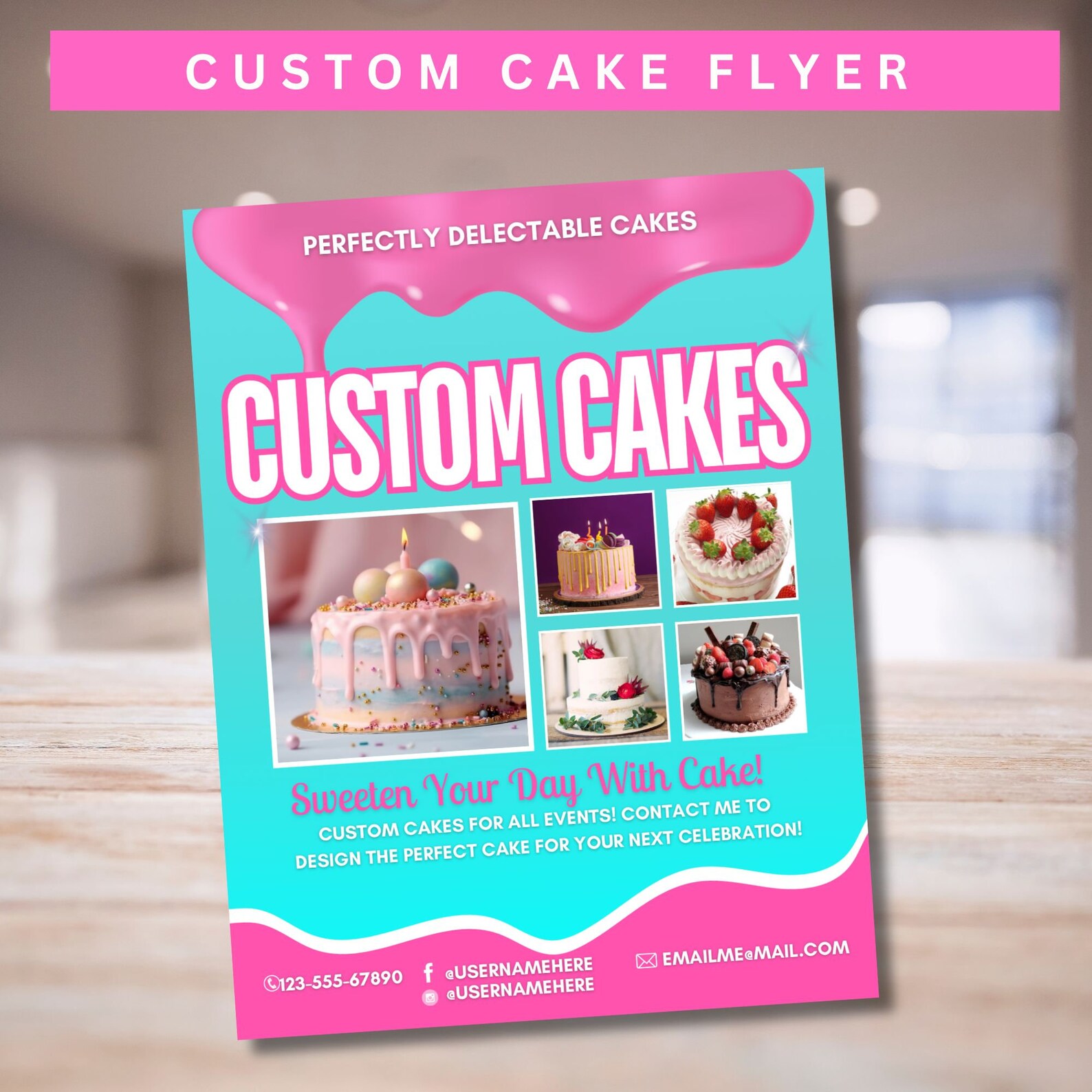 Custom Cakes Flyer, Bakery Flyer, Cake Maker Flyer, Cake Business Flyer ...