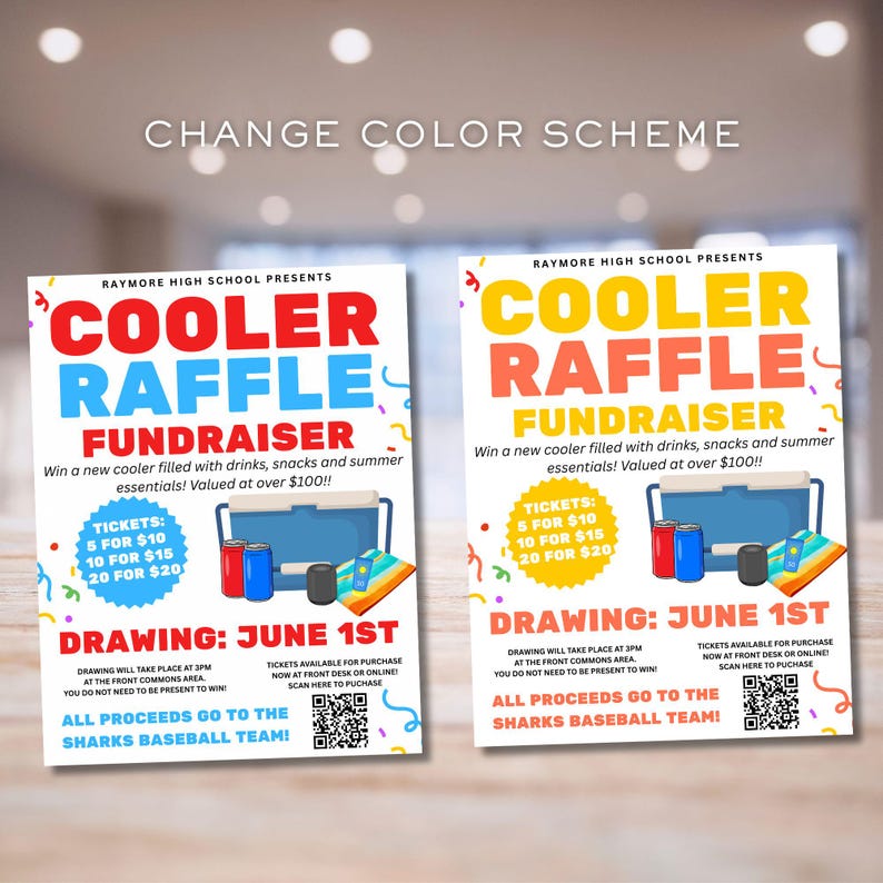 Cooler Raffle Fundraiser Flyer, Raffle Event, Summer Raffle Flyer ...