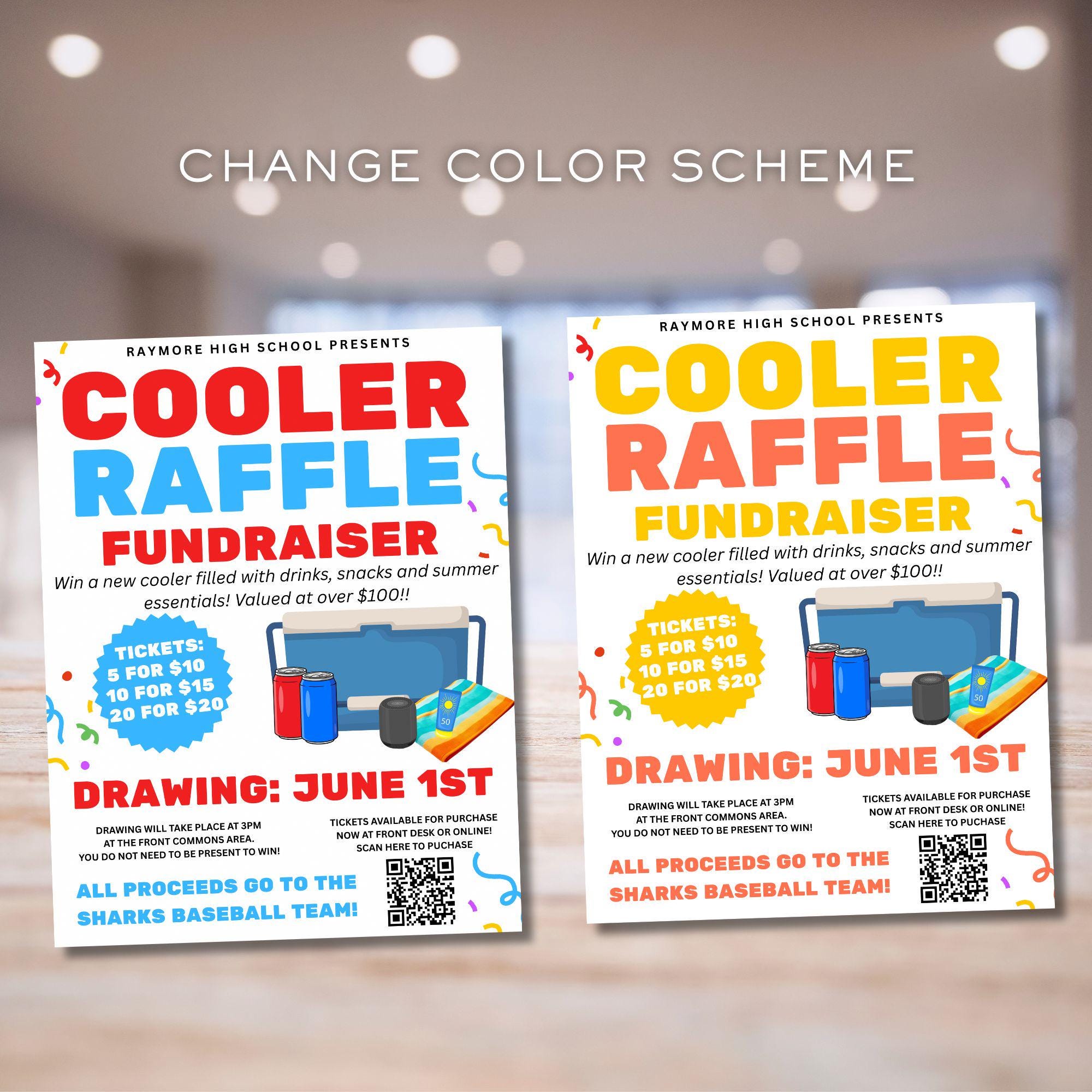 Cooler Raffle Fundraiser Flyer, Raffle Event, Summer Raffle Flyer ...