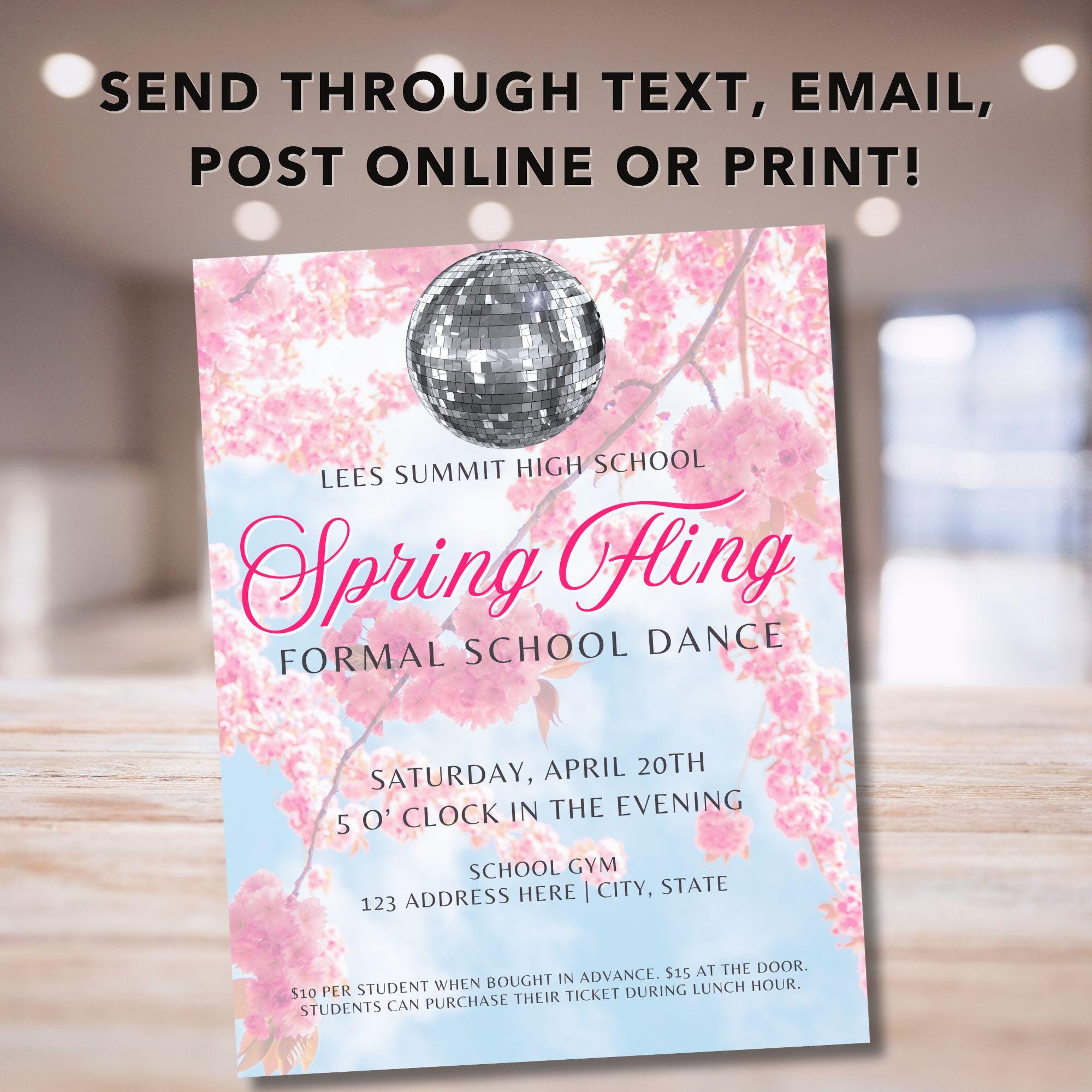 Spring Fling Dance Flyer, Flyer Template, Spring Dance Flyer, School ...