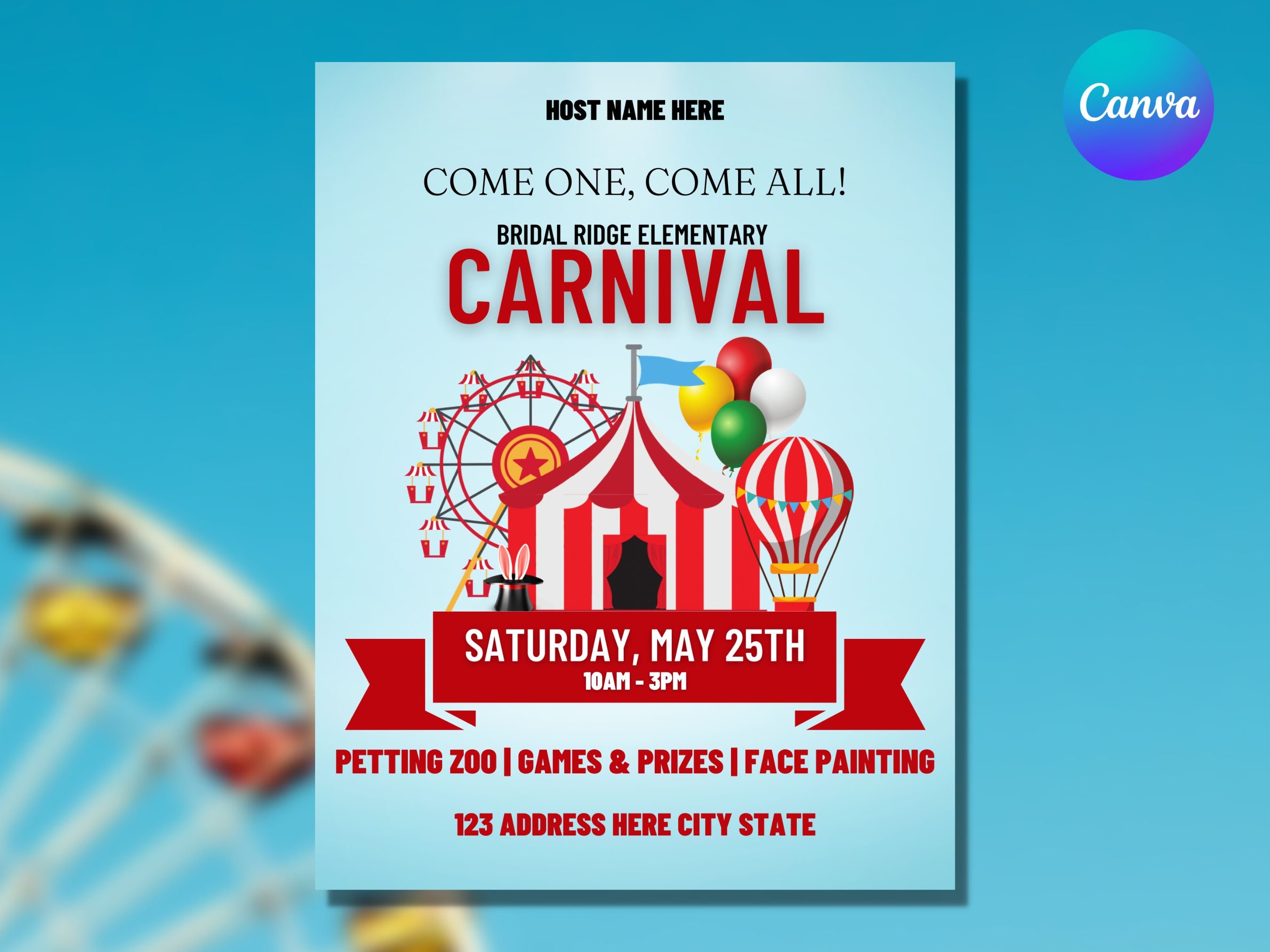 EDITABLE Carnival Flyer, Canival Template, Canva Template, Fair Flyer ...