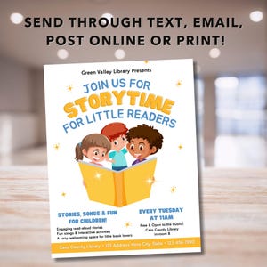 Storytime Flyer, Book Flyer, Book Group Flyer, Library Flyer, Kids ...