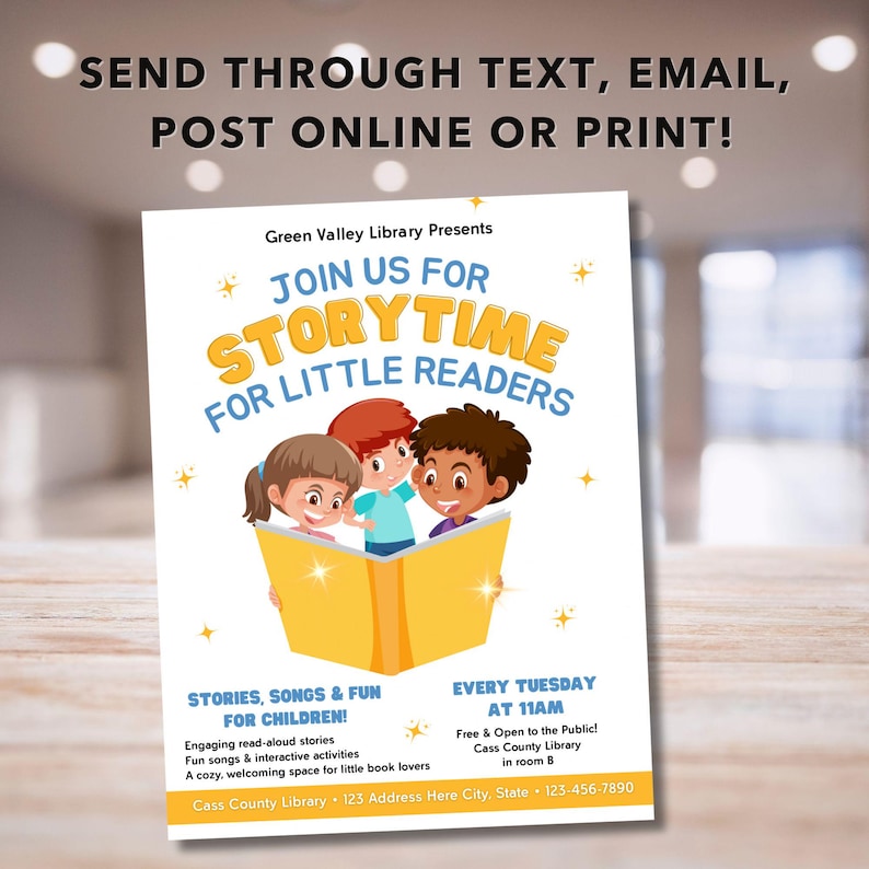 Storytime Flyer, Book Flyer, Book Group Flyer, Library Flyer, Kids ...