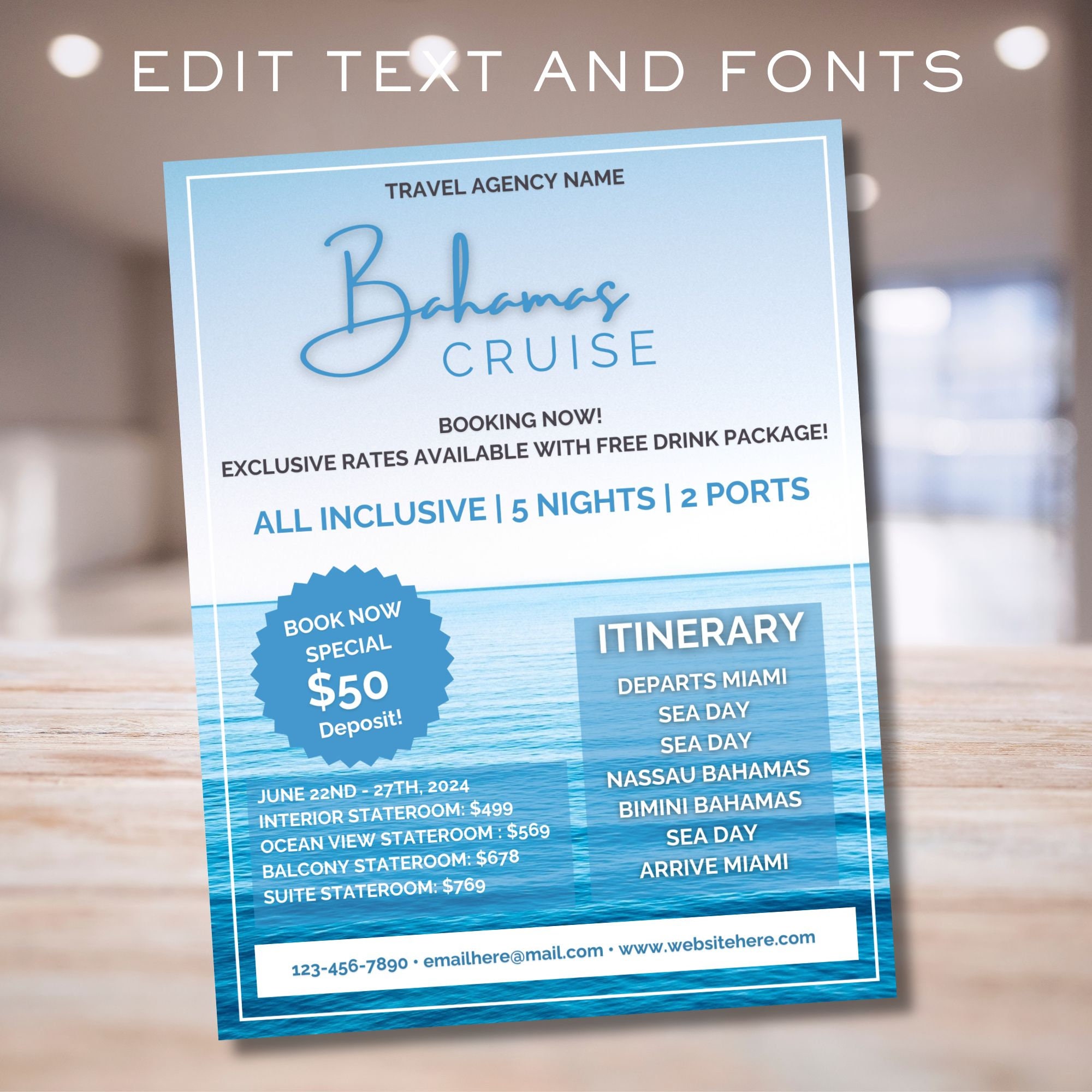 Editable Cruise Vacation Flyer, Travel Agent Flyer, Cruise Ship Flyer ...