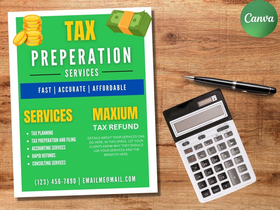 Editable Tax Filing Flyer, Customizable Flyer, Business Advertisement ...