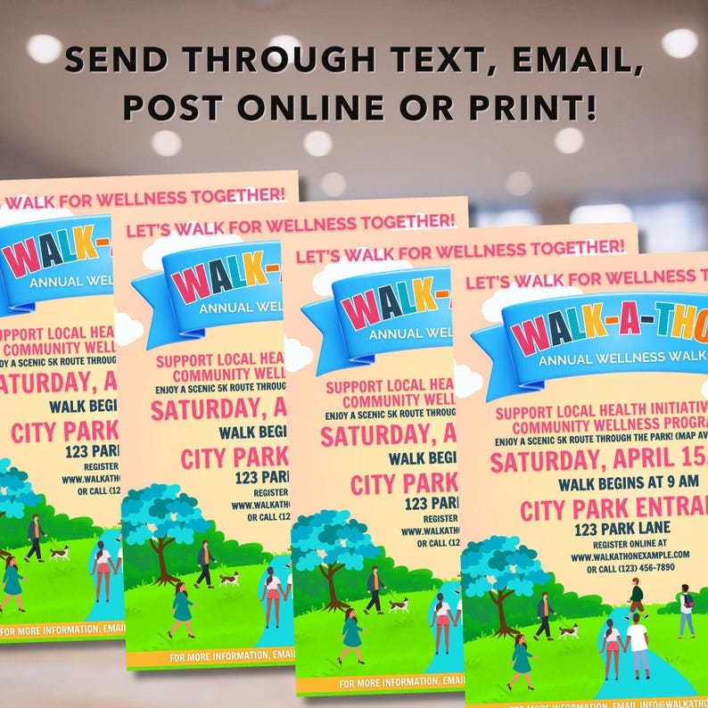 Walk a Ton Flyer Template, Walking Flyer, Walk Event Flyer, Canva ...