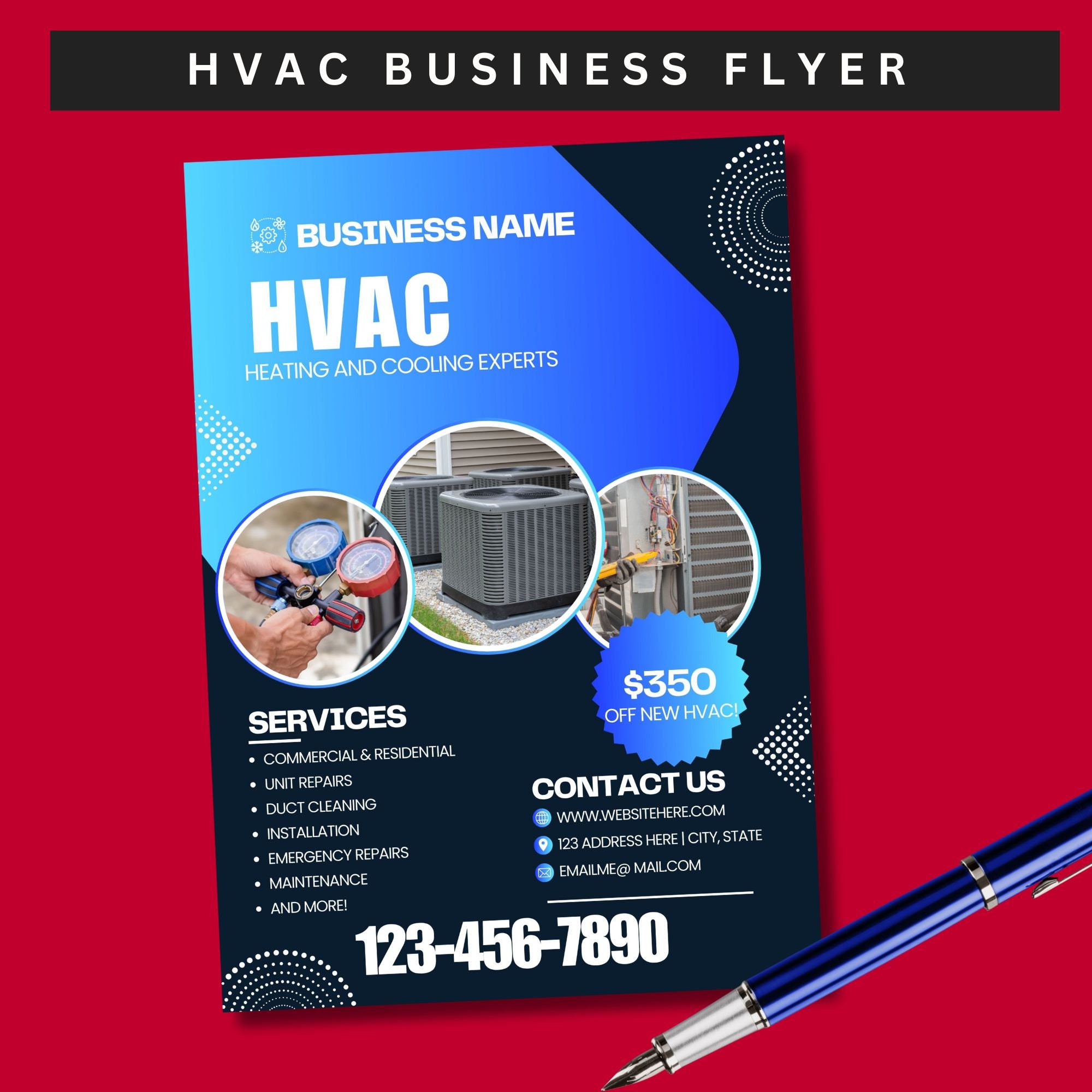 Air Conditioning Business Flyer, AC & Heating Flyer Template, AC Flyer ...