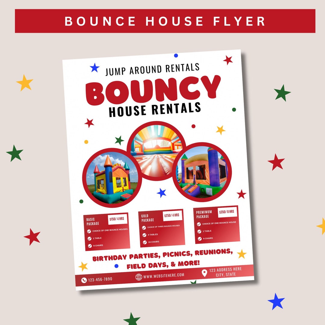 Bouncy House Rental Flyer, Bounce House Flyer, Bouncy House Business ...