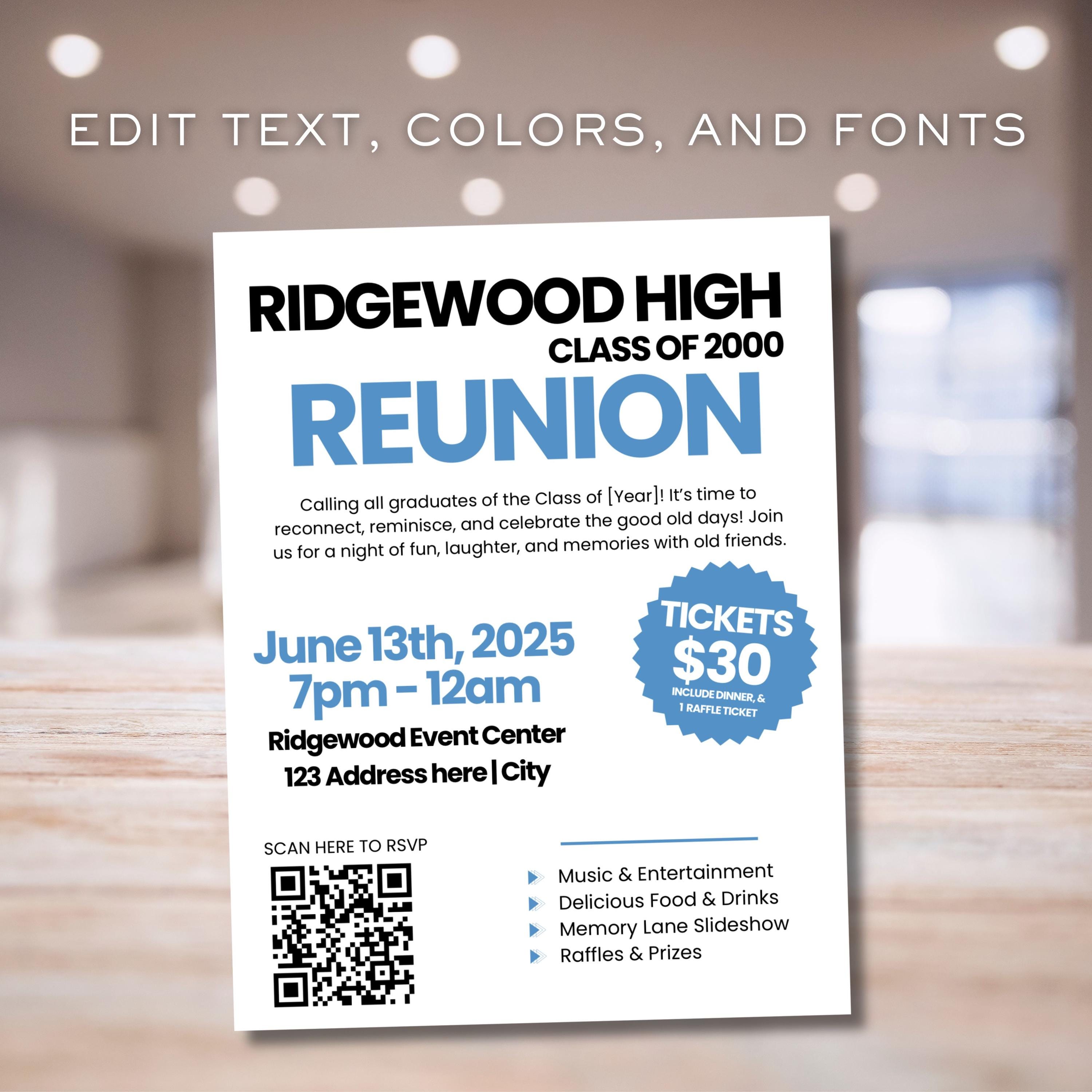 High School Reunion Flyer, Reunion Event, School Reunion Flyer, School ...