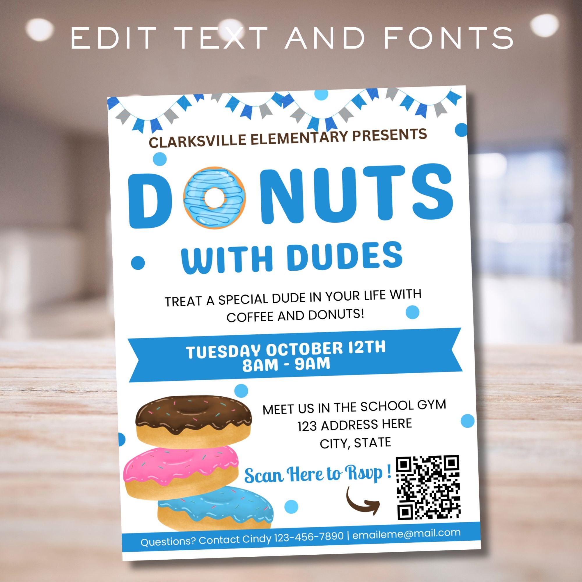 Donuts With Dudes Flyer, Donuts With Dads Flyer, Donut Event Flyer ...