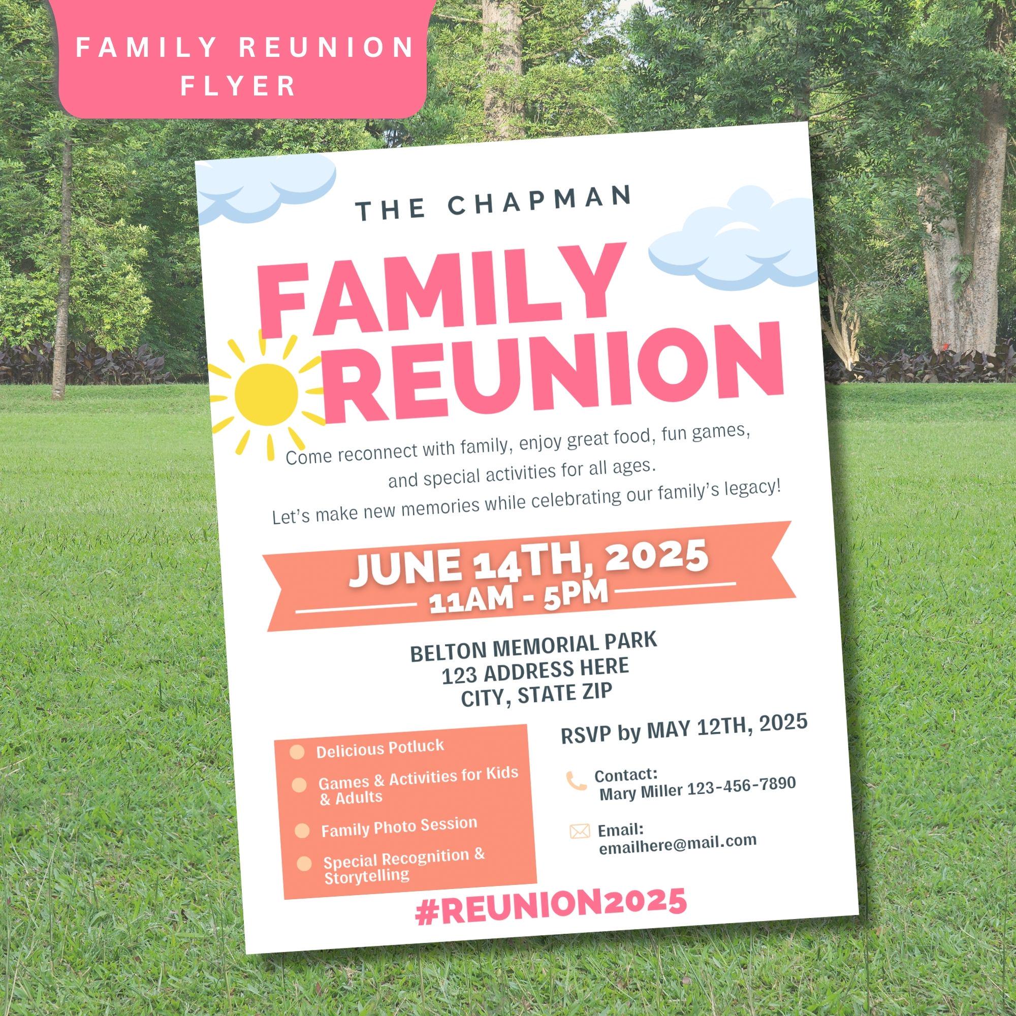 Family Reunion Flyer, Family Get Together Flyer, Family Reunion Flyer ...