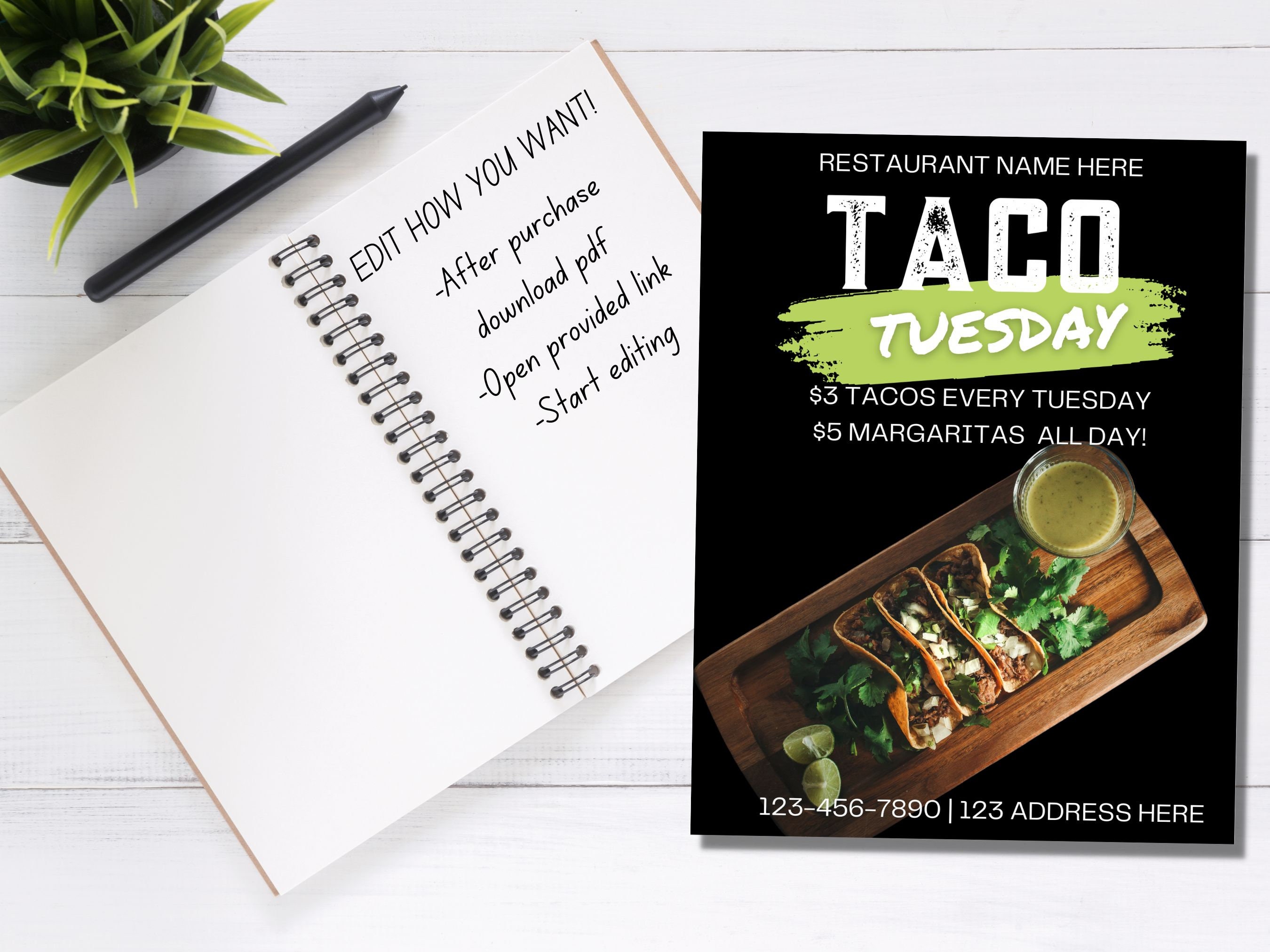 Editable Taco Tuesday Flyer, Restaurant Flyer, Taco Sale, Restaurant ...