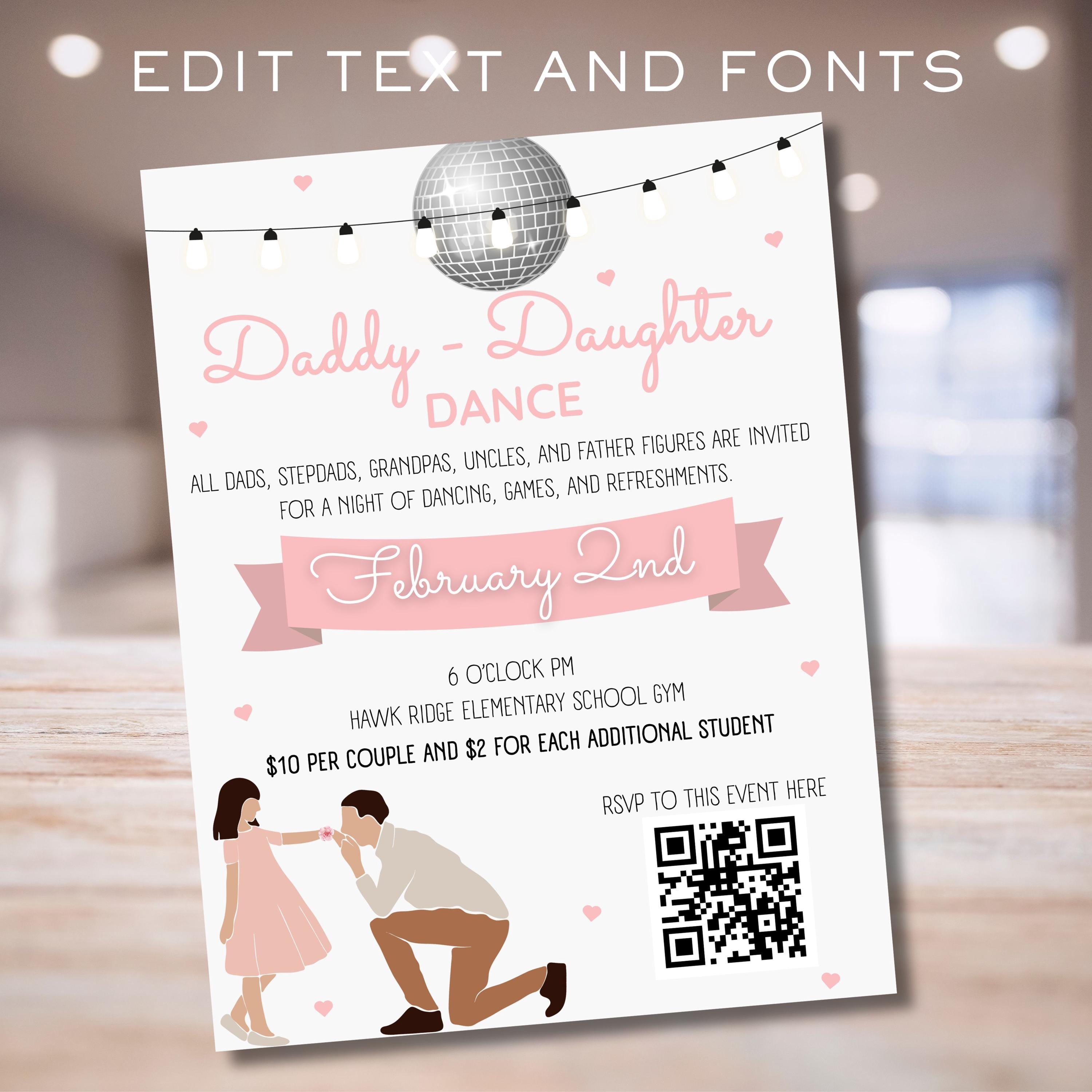 Editable Daddy Daughter Dance, School Dance Flyer, Daddy Daughter Event ...