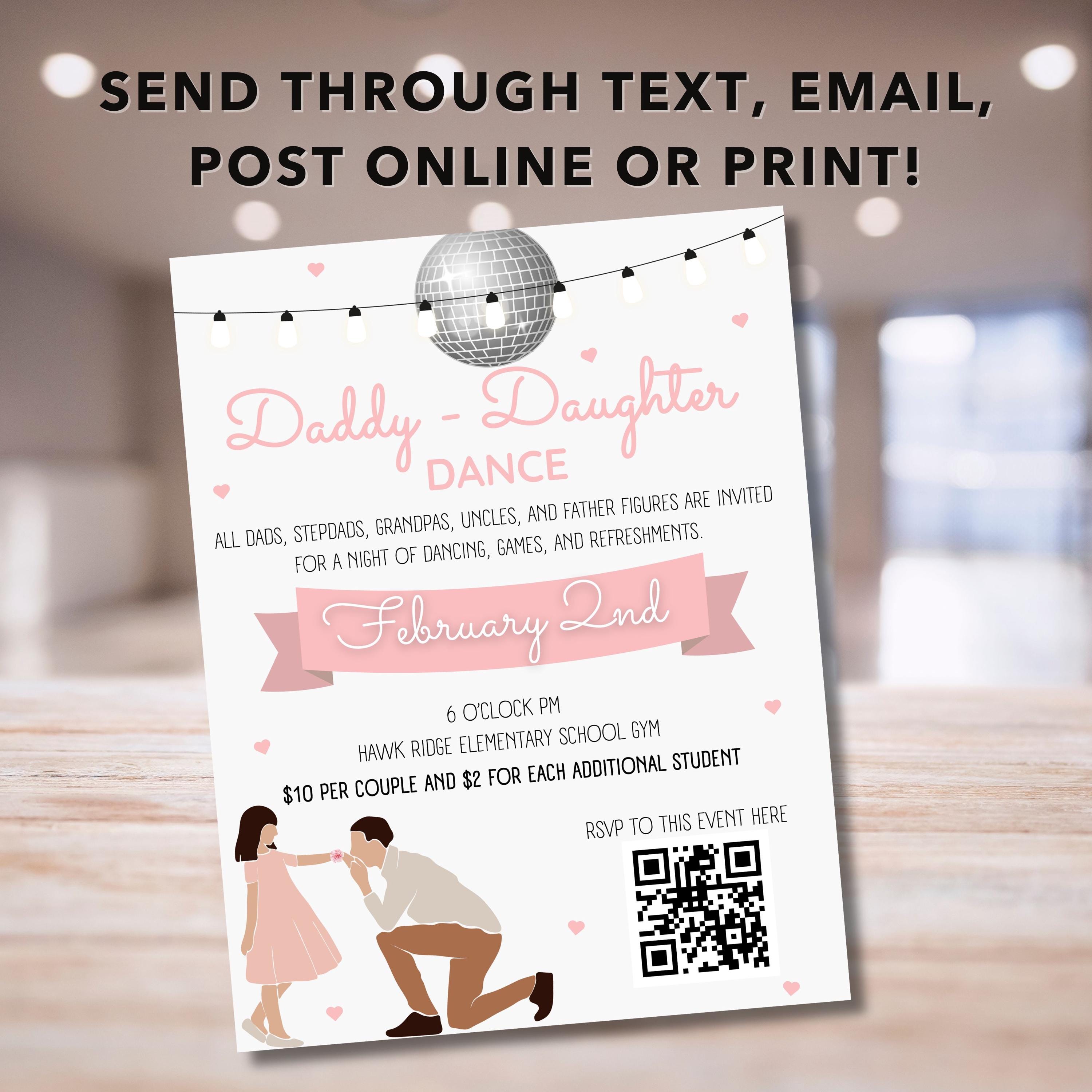 Editable Daddy Daughter Dance, School Dance Flyer, Daddy Daughter Event ...