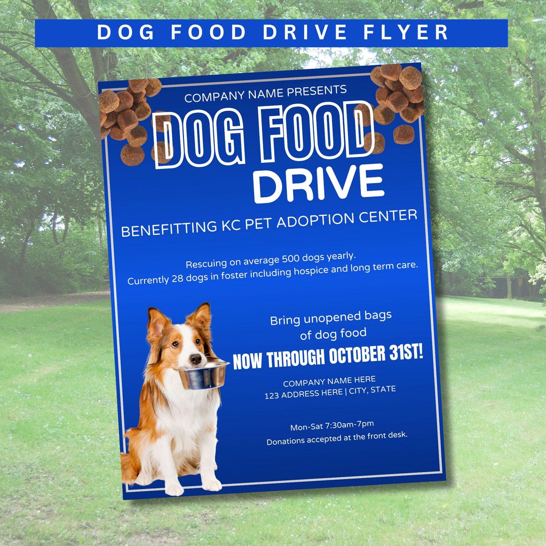 Dog Food Drive, Dog Food Fundraiser, Dog Food Flyer, Dog Shelter Flyer ...