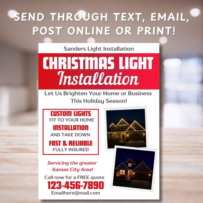 Christmas Light Installation Flyer, Holiday Light Installation, Home ...