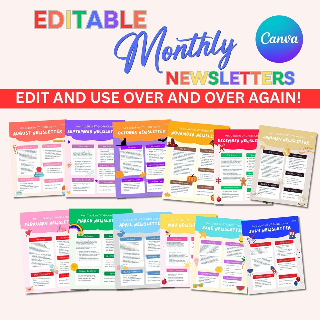 Classroom Monthly Newsletter Flyer, Teacher Newsletter, Monthly ...