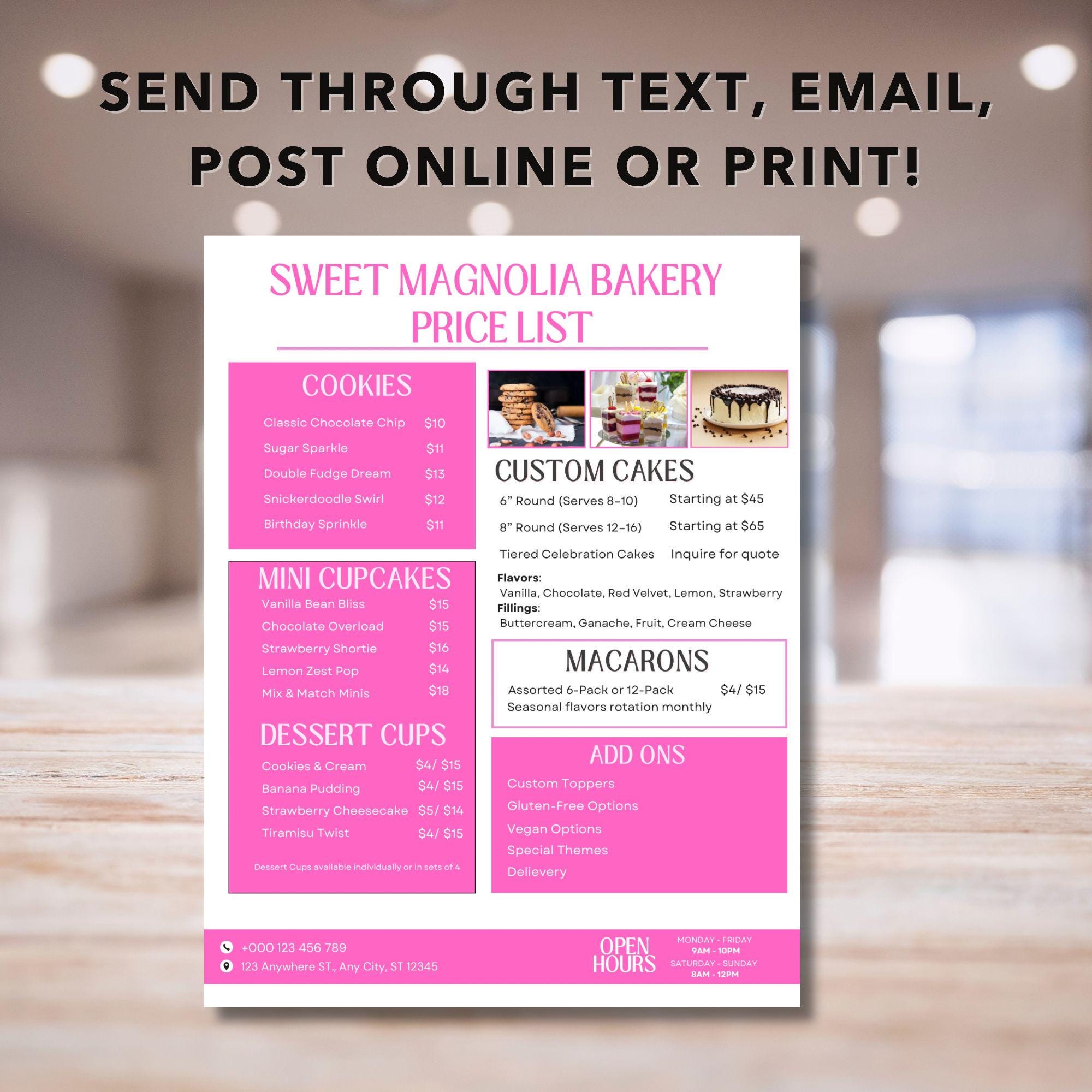 Bakery Price List, Bakery Menu Template, Bakery Price List Template ...